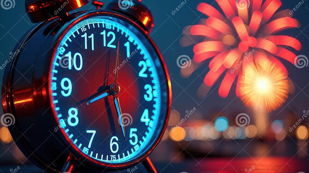 Alarm Clock and Fireworks stock illustration. Illustration of quot ...