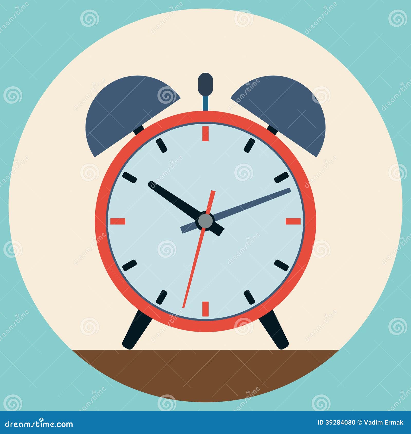 Alarm Clock Flat Vector Illustration Stock Vector - Illustration of ...
