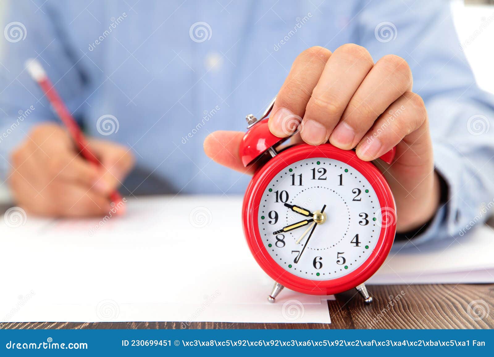 The Alarm Clock in Front of the Desk during the Exam Stock Image ...