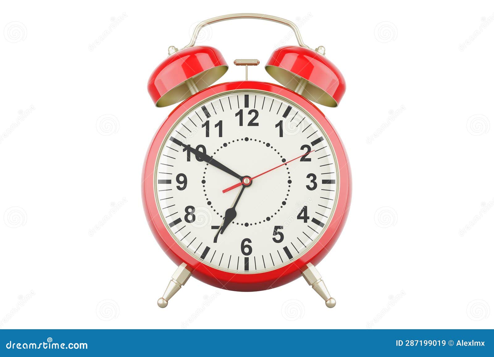Alarm Clock Front View, 3D Rendering Stock Illustration - Illustration ...