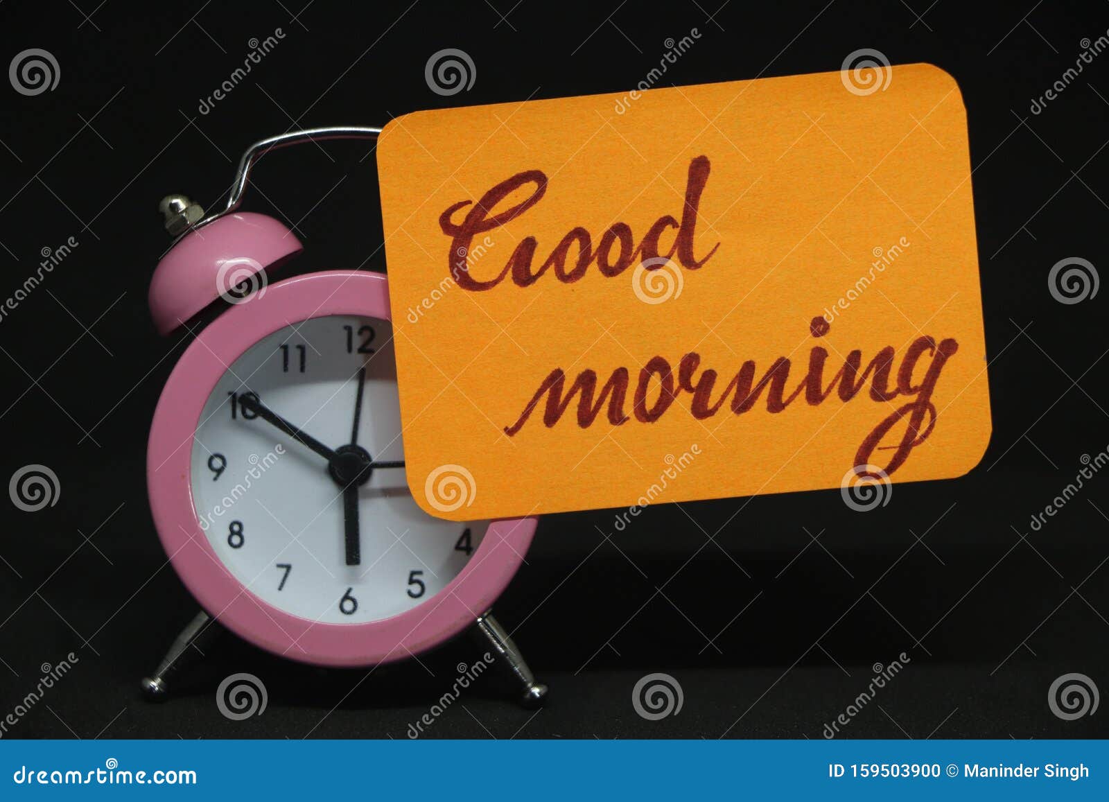 Alarm Clock Good Morning Note. Stock Photo - Image of note, paper ...