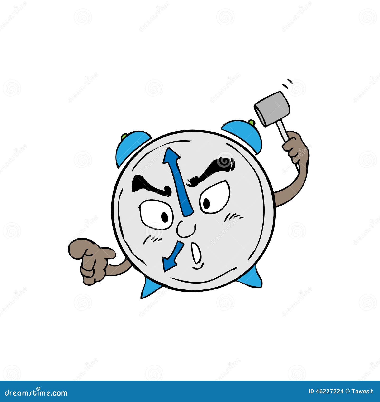 Alarm clock and hammer stock vector. Illustration of alarm - 46227224