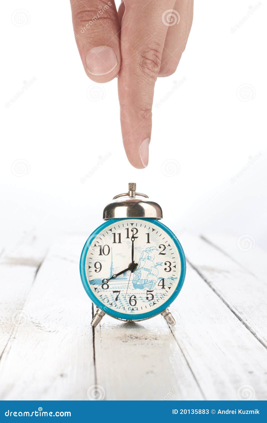 Alarm clock with hand stock image. Image of hand, awake - 20135883