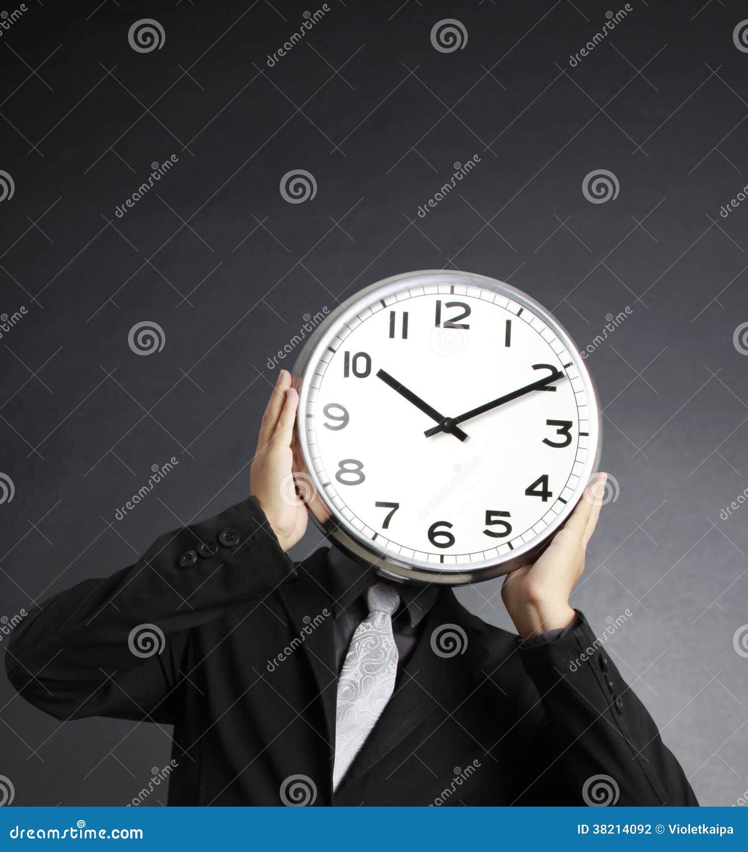 Alarm clock on head stock photo. Image of suit, shot - 38214092