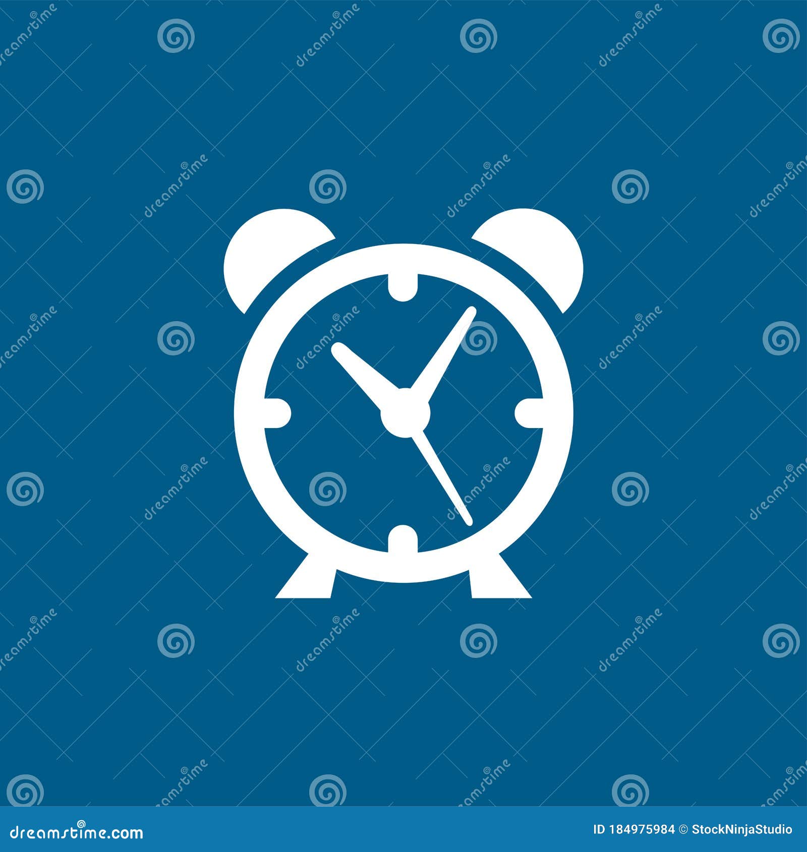 Alarm Clock Icon on Blue Background. Blue Flat Style Vector ...