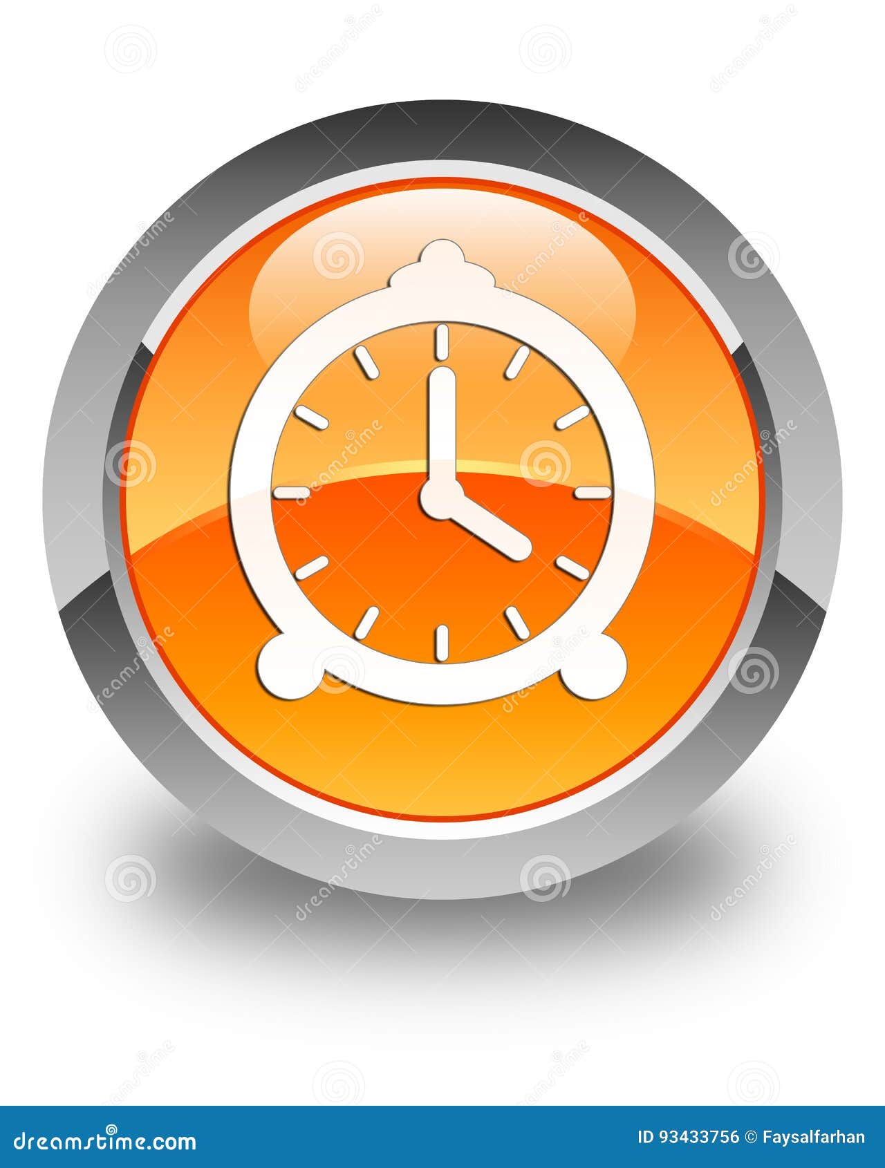 Alarm Clock Icon Glossy Orange Round Button Stock Illustration ...