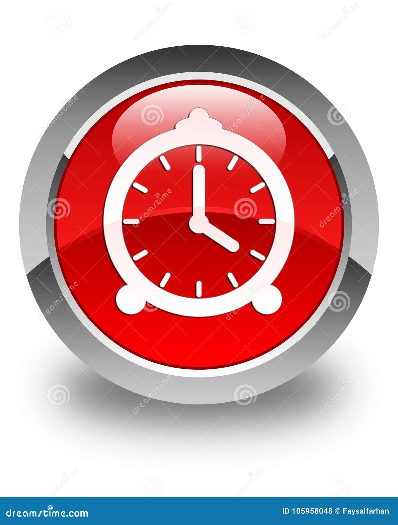 Alarm Clock Icon Glossy Red Round Button Stock Illustration ...