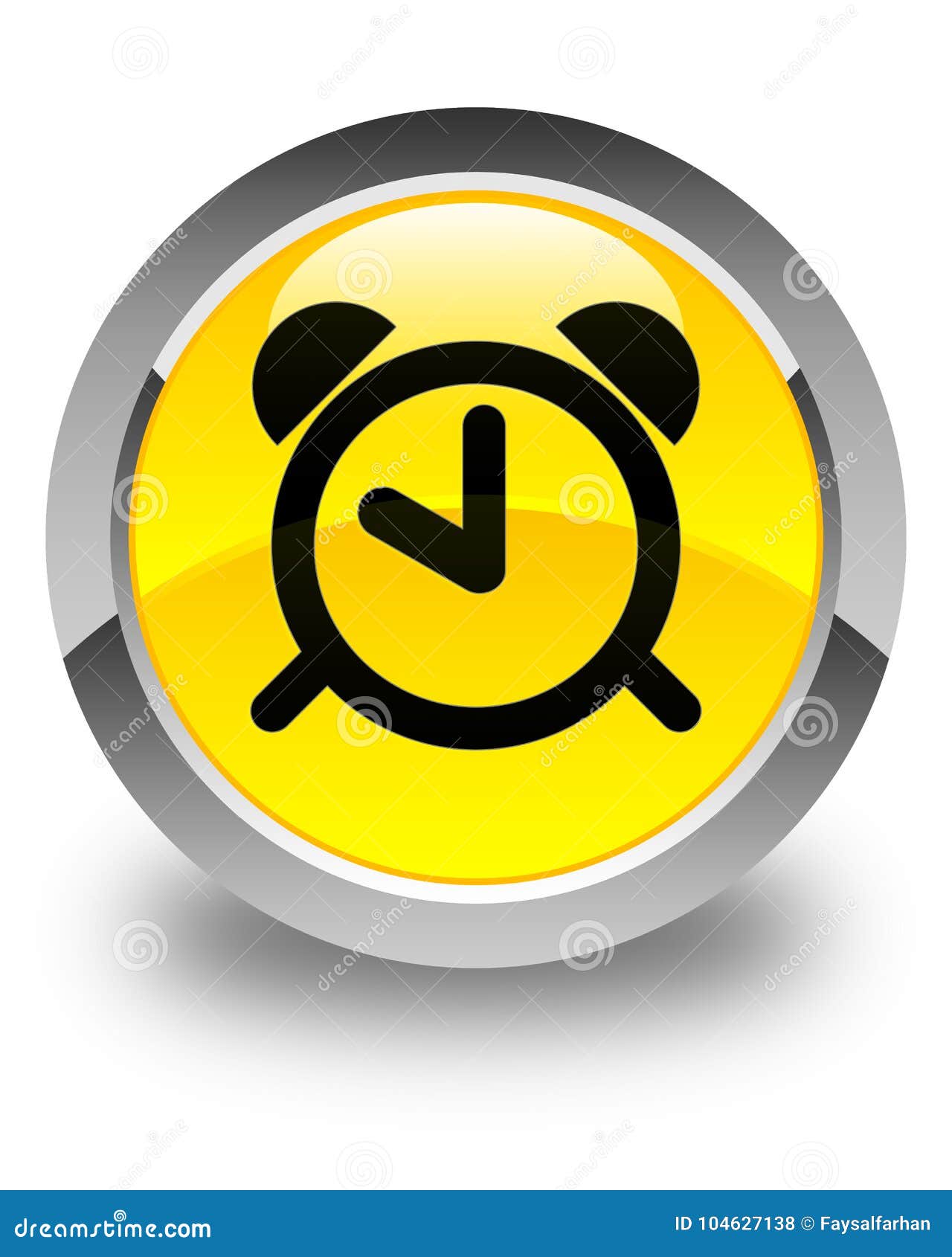 Alarm Clock Icon Glossy Yellow Round Button Stock Illustration ...