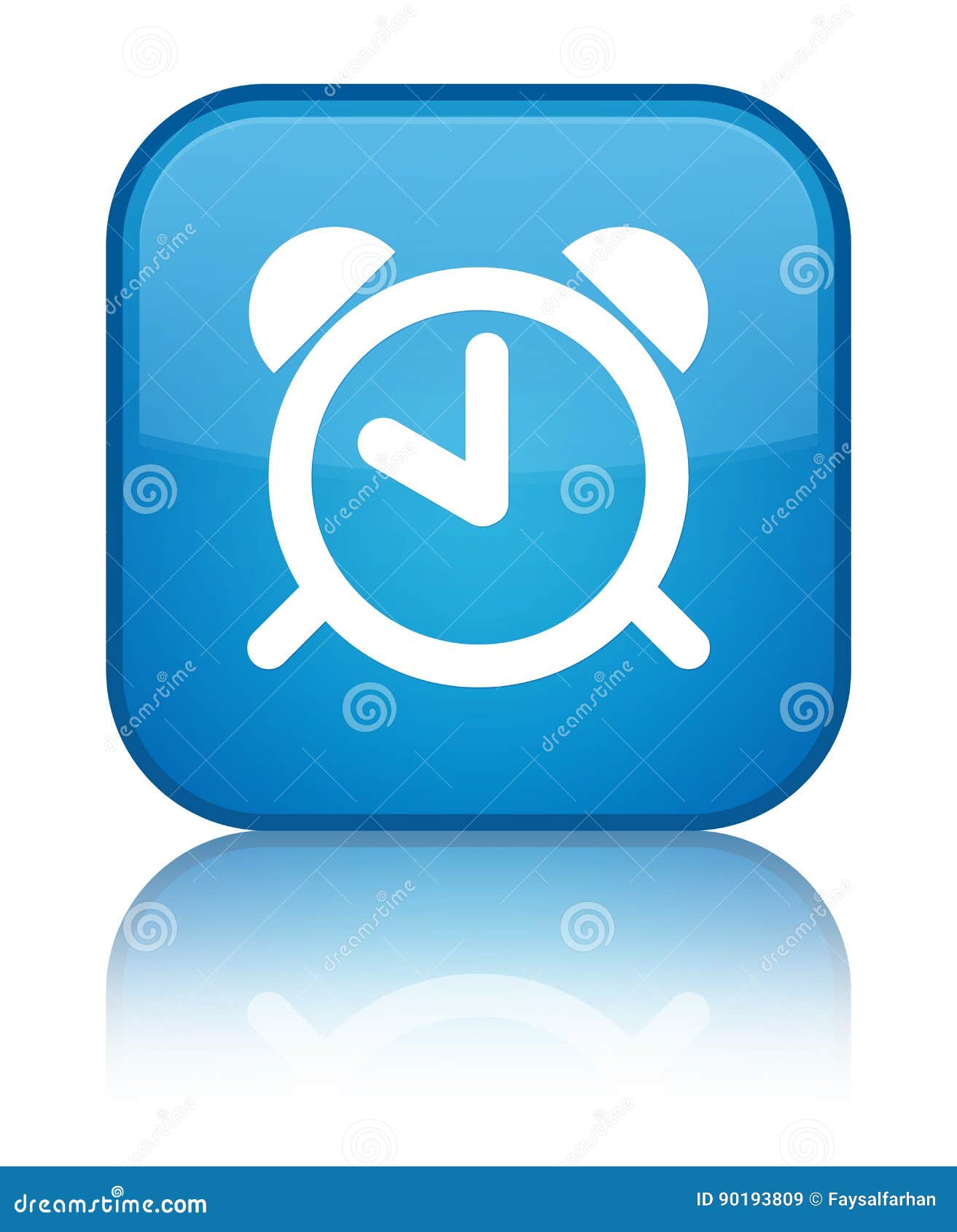 Alarm Clock Icon Special Cyan Blue Square Button Stock Illustration ...
