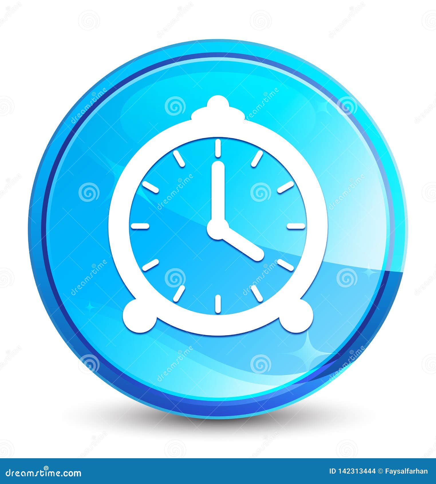 Alarm Clock Icon Splash Natural Blue Round Button Stock Vector ...