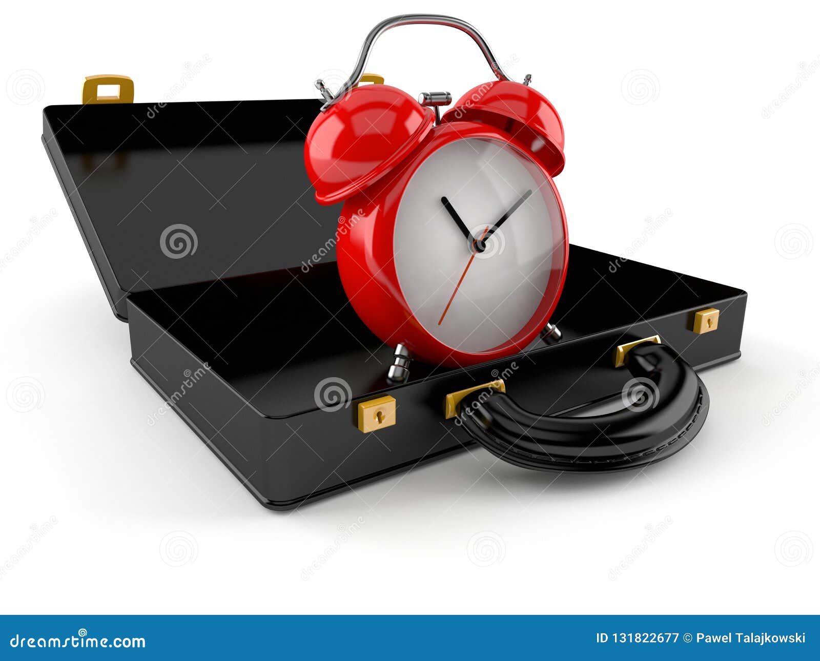 Alarm Clock Inside Black Briefcase Stock Illustration - Illustration of ...
