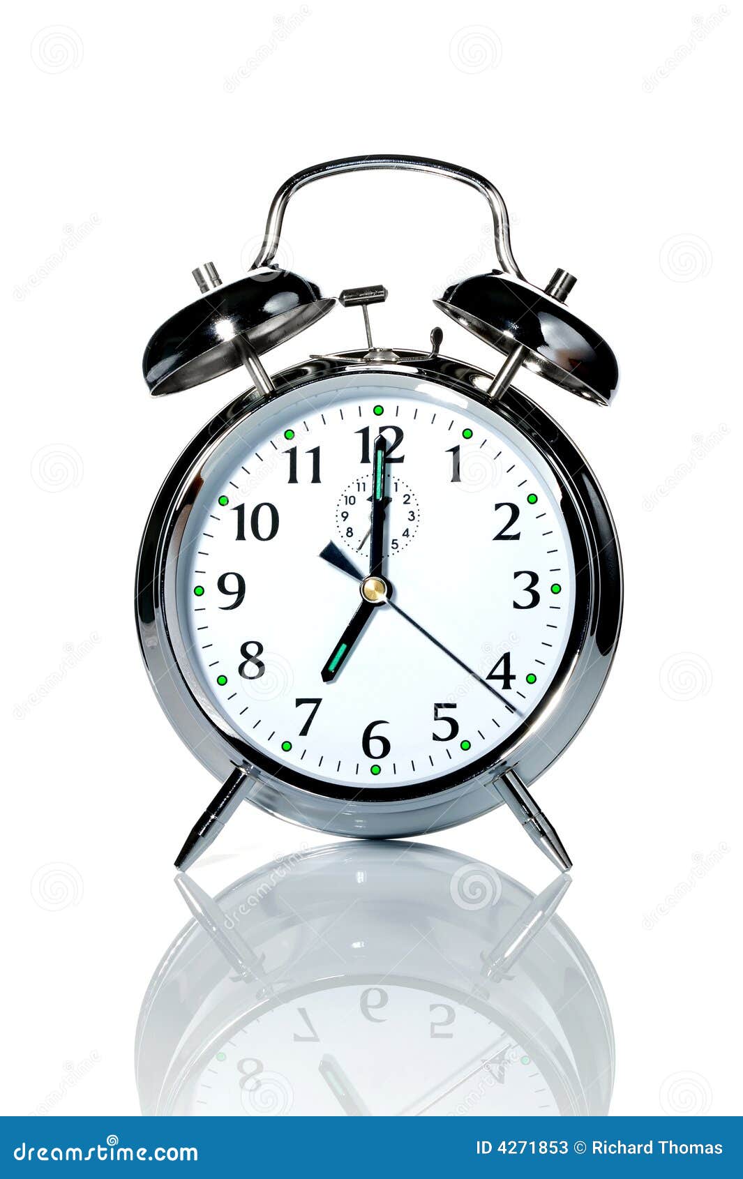 Alarm Clock Isolated on White Stock Image - Image of clapper ...