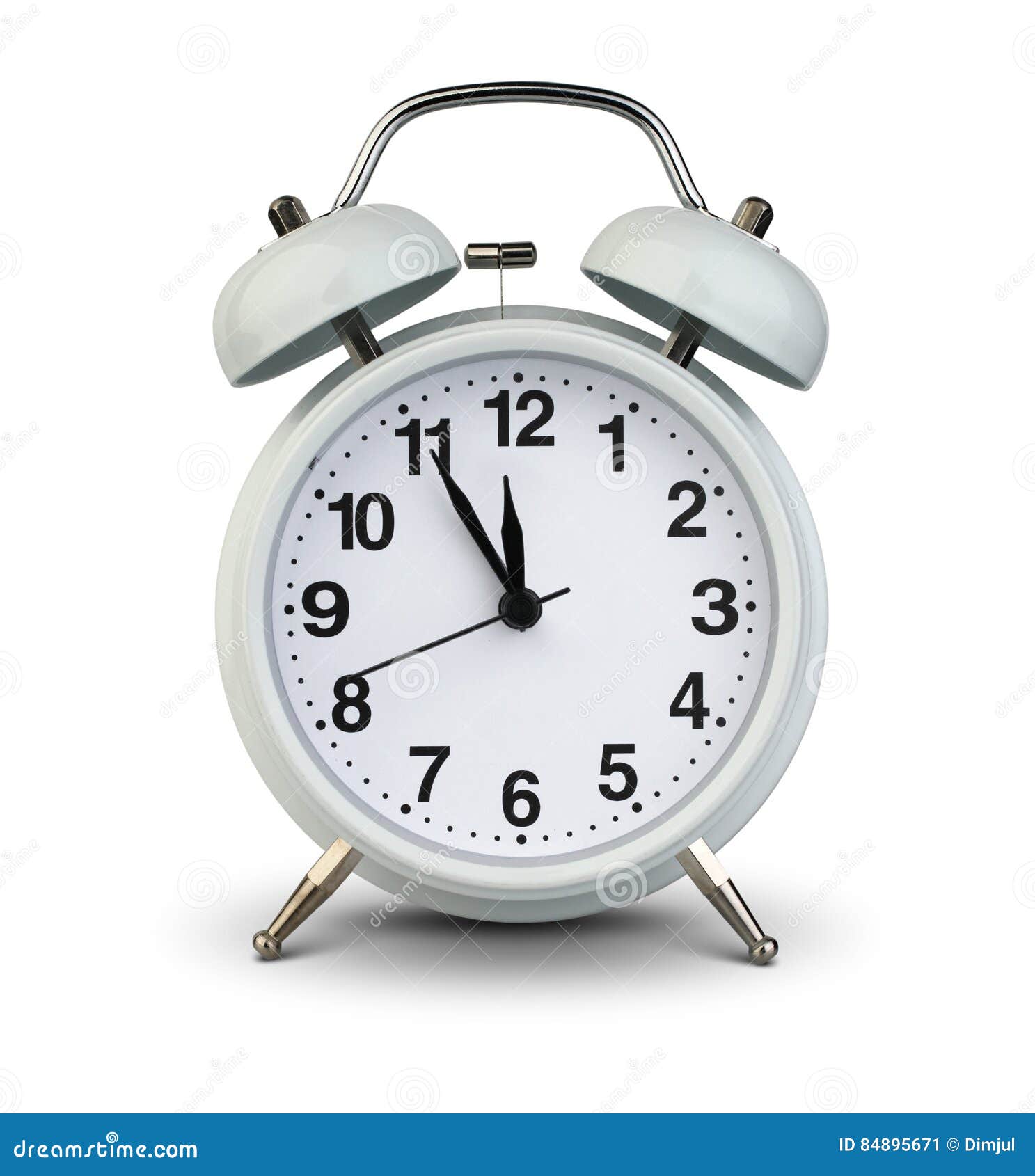 Alarm Clock Isolated on White, Clipping Path. Five Minutes To Twelve ... Alarm Clock Isolated on White, Clipping Path. Five Minutes To Twelve ...