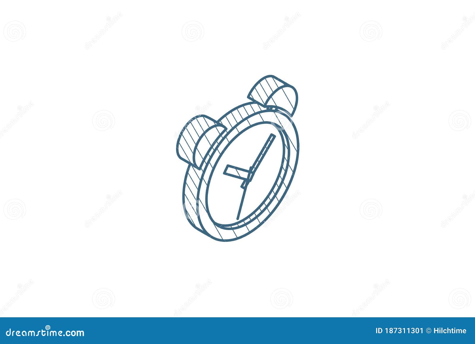 Alarm Clock Isometric Icon. 3d Line Art Technical Drawing. Editable ...