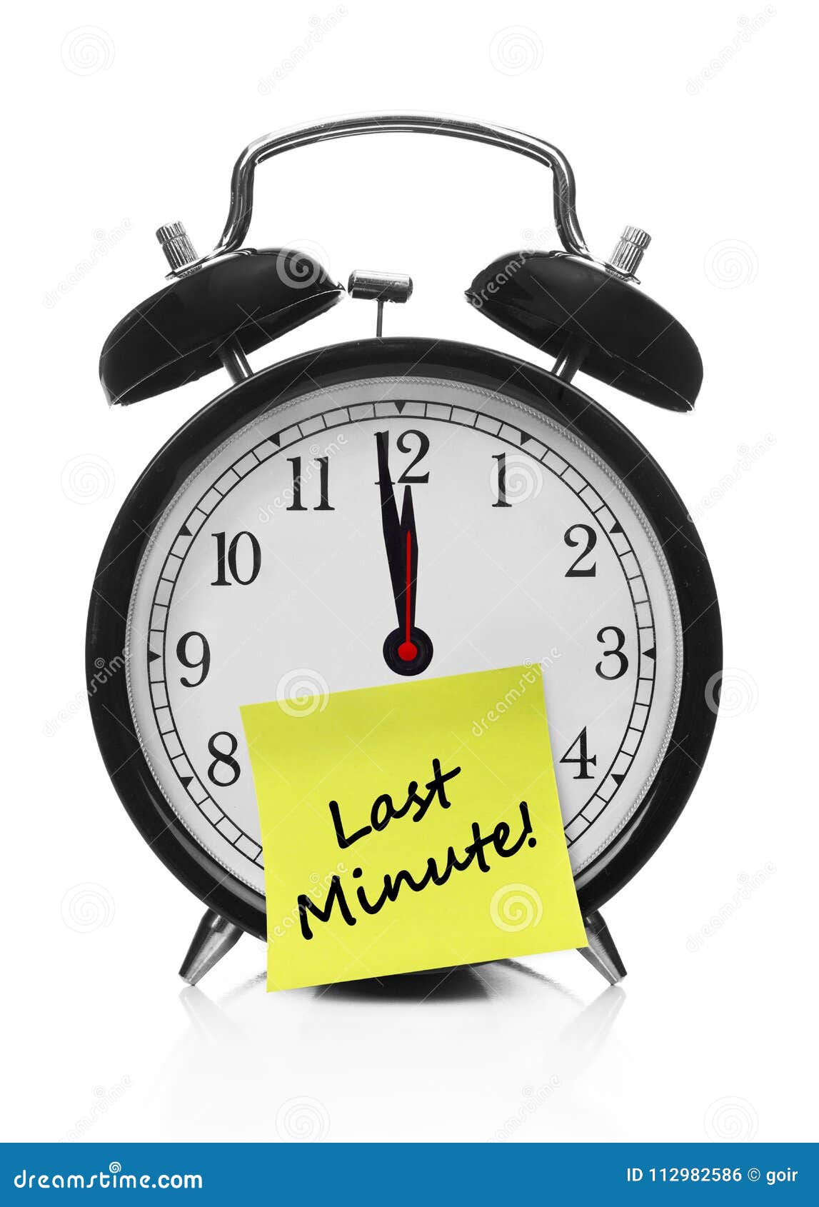 Last minute on white stock photo. Image of alarm, late - 112982586