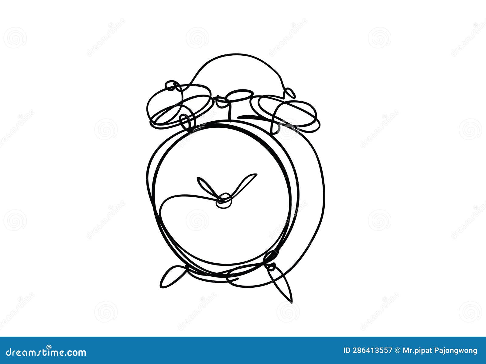 Alarm Clock, Line Drawing Style, Continuous Line Art , Vector ...