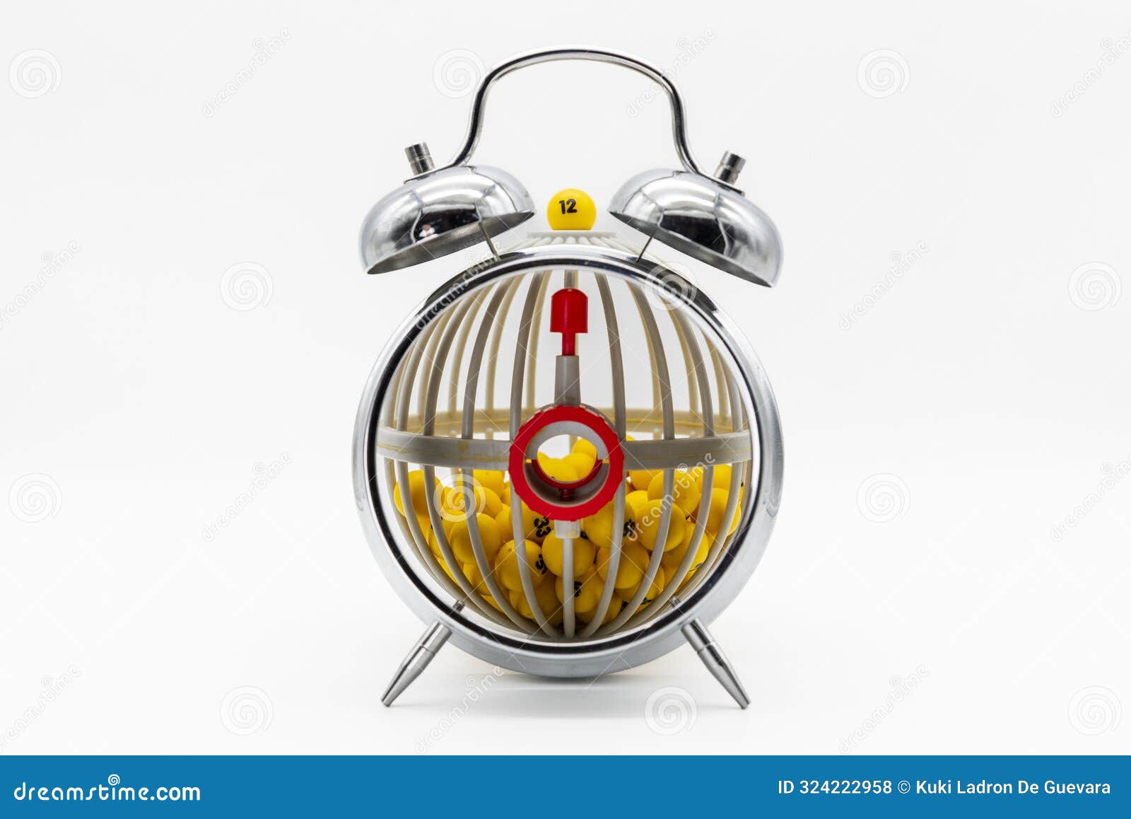 Alarm Clock with a Lottery Drum Inside Marking Twelve Stock Photo ...