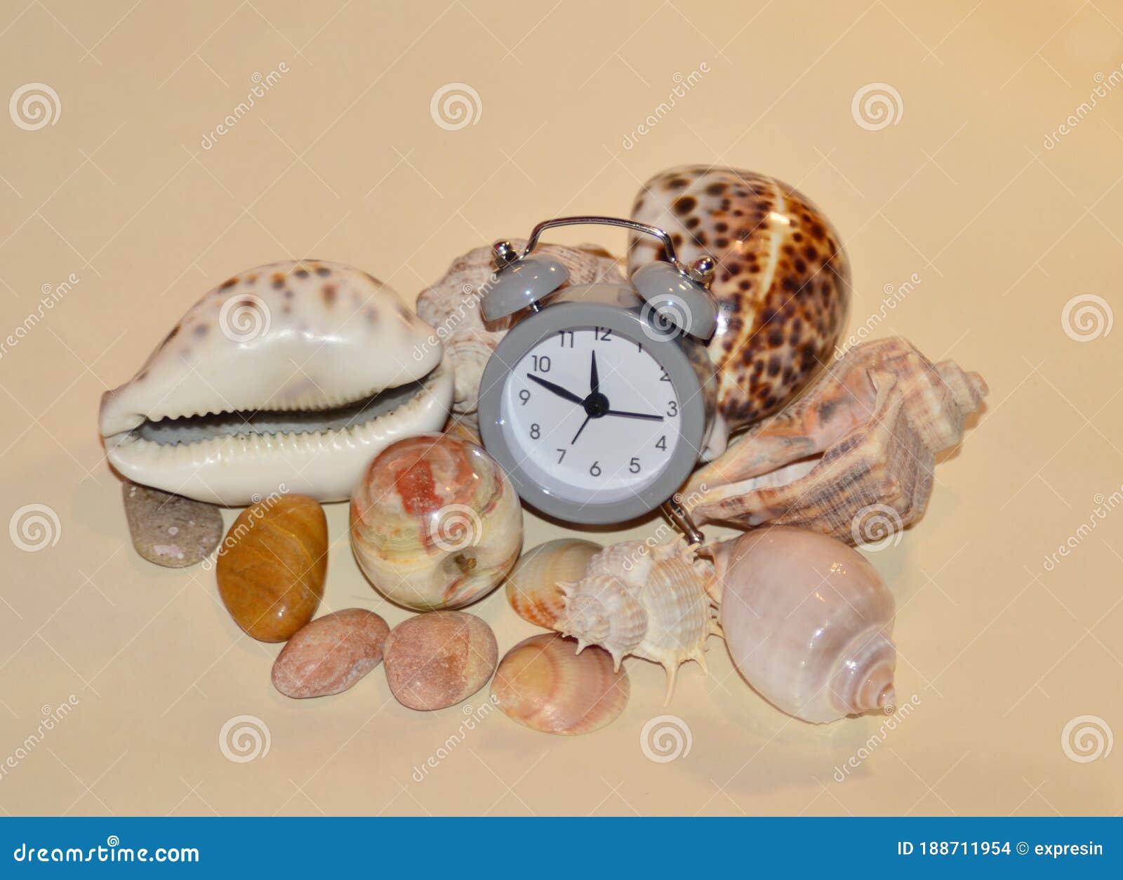 Alarm Clock and Marble - Composition Stock Photo - Image of summer ...