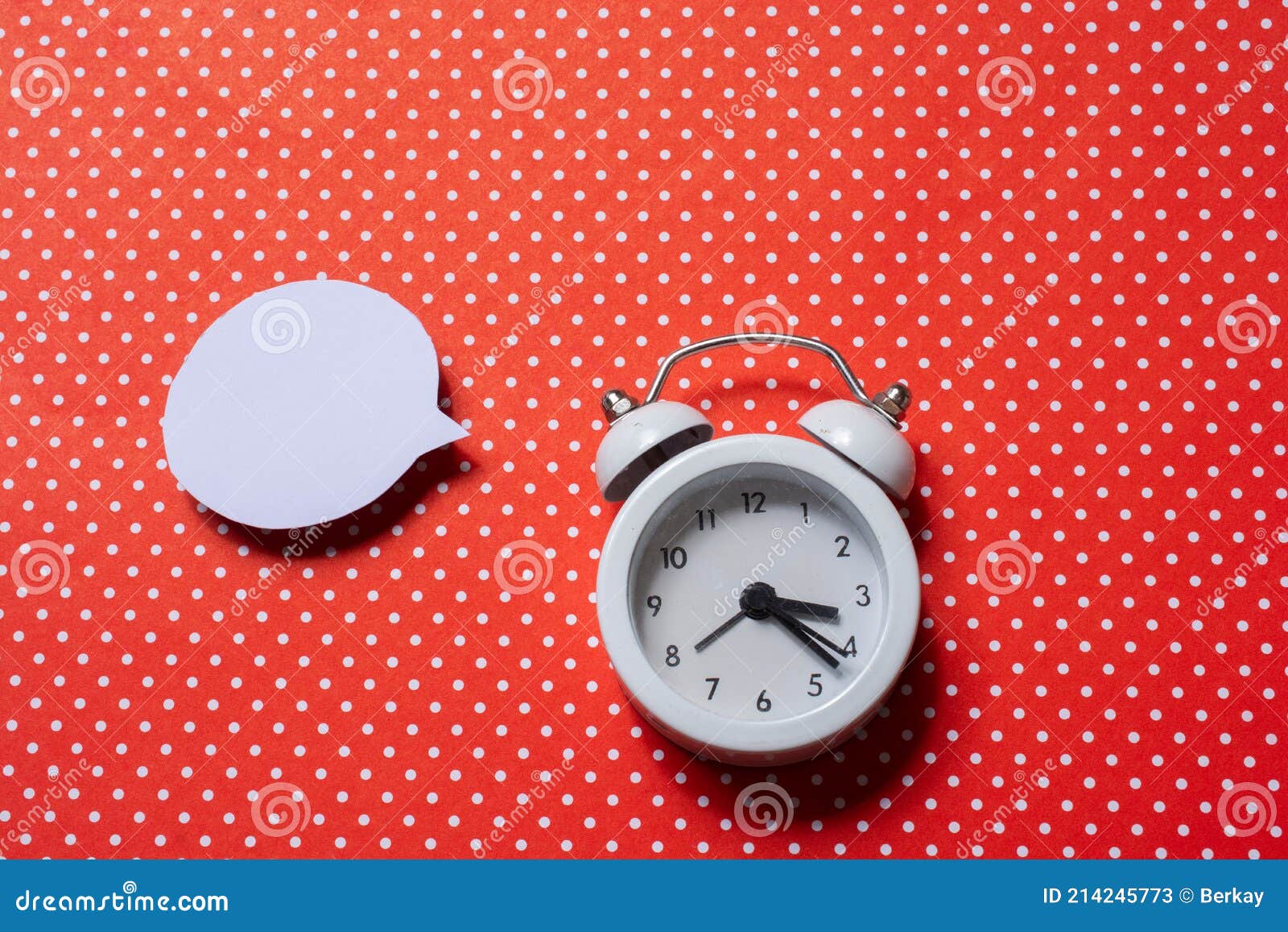 Alarm Clock and Mini Speech Bubbles Cut Out of Paper in View Stock ...