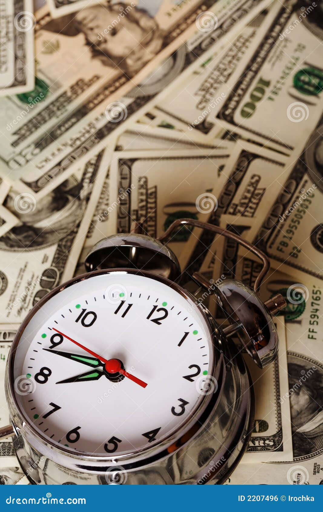 Alarm clock and money stock photo. Image of objects, midnight - 2207496