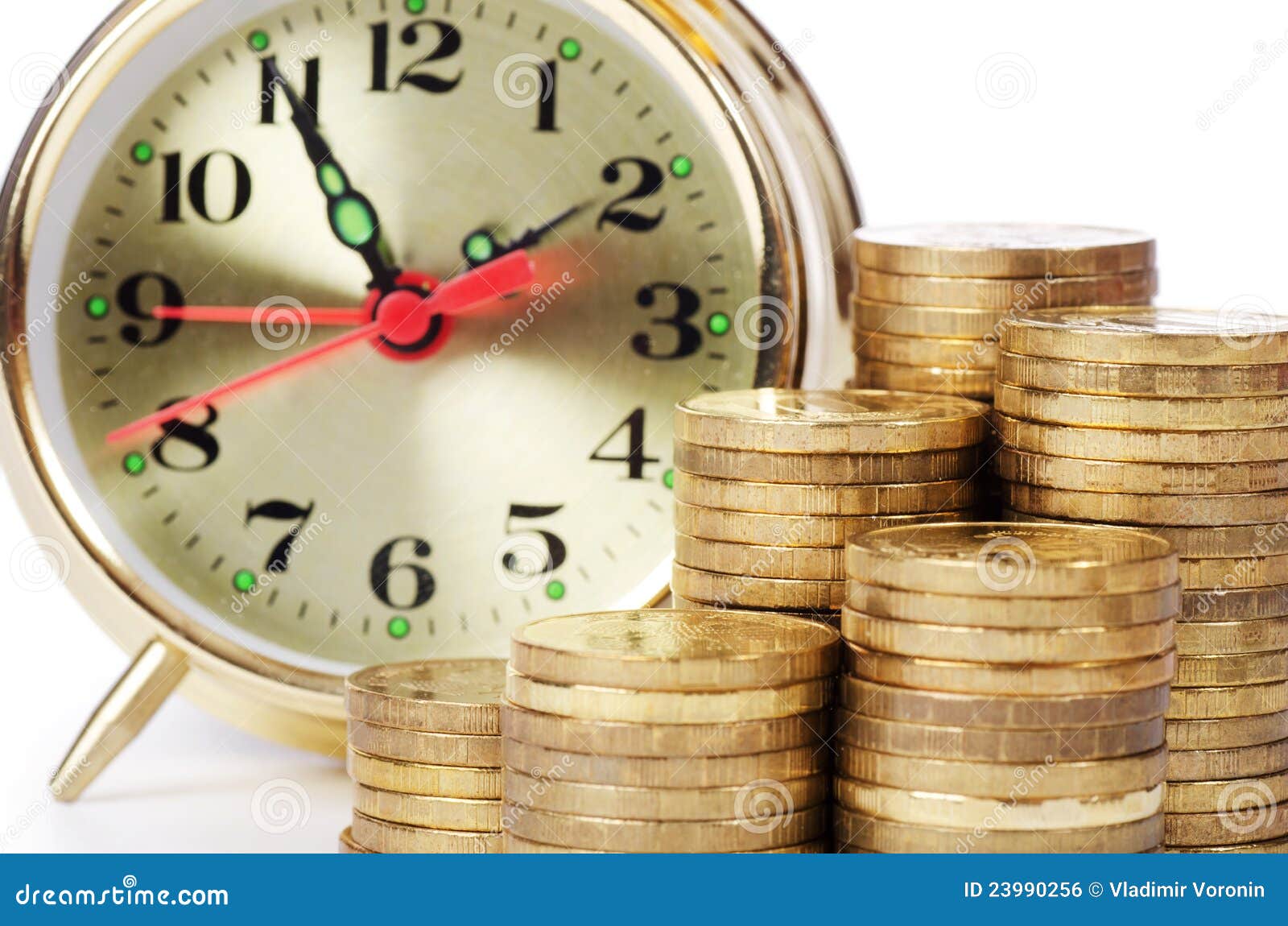 Alarm clock and money stock photo. Image of debt, golden - 23990256