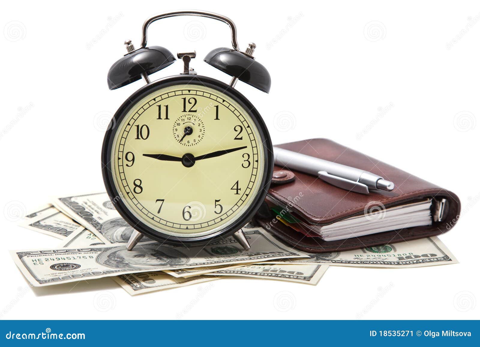 Alarm Clock and Money Isolated Stock Image - Image of paper, alarm ...