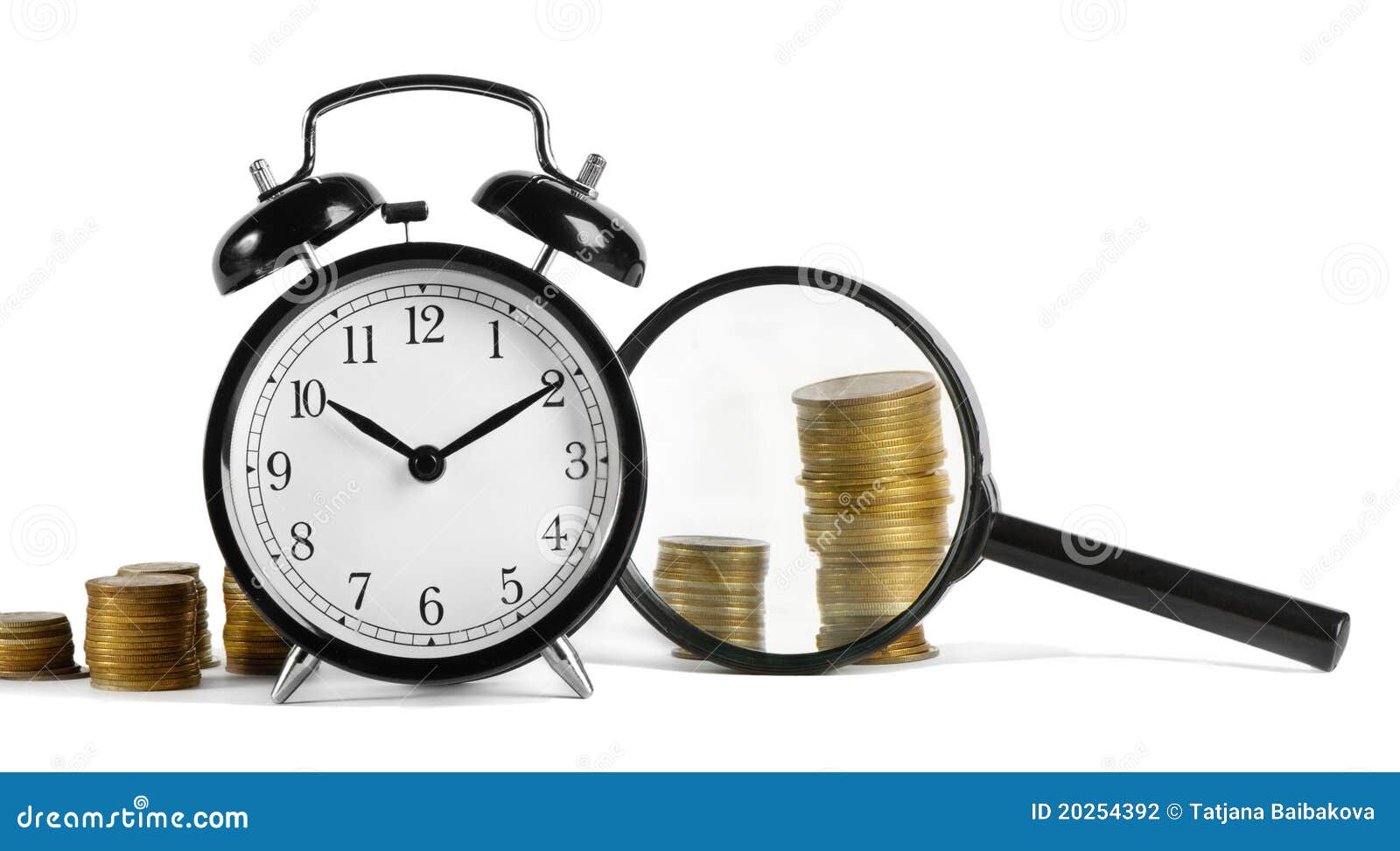 Alarm Clock and Money Isolated Stock Photo - Image of commercial, rich ...