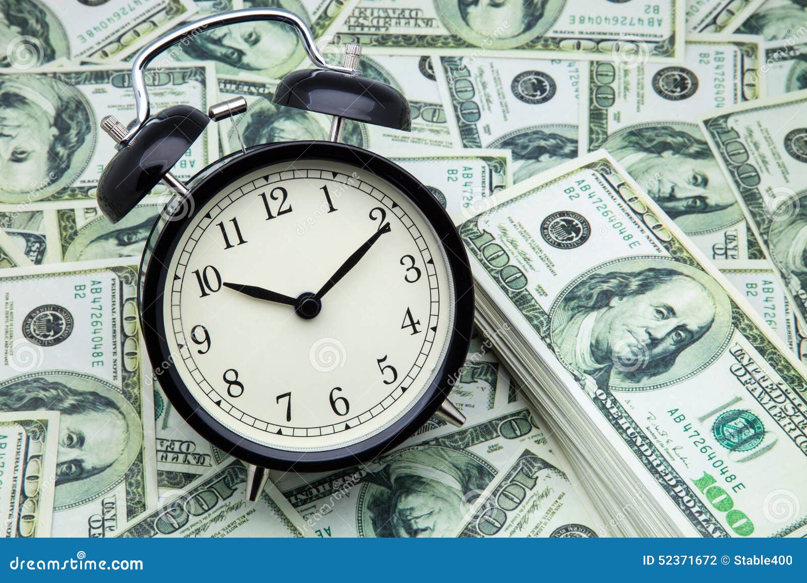 Alarm clock and money stock photo. Image of alarm, loan - 52371672