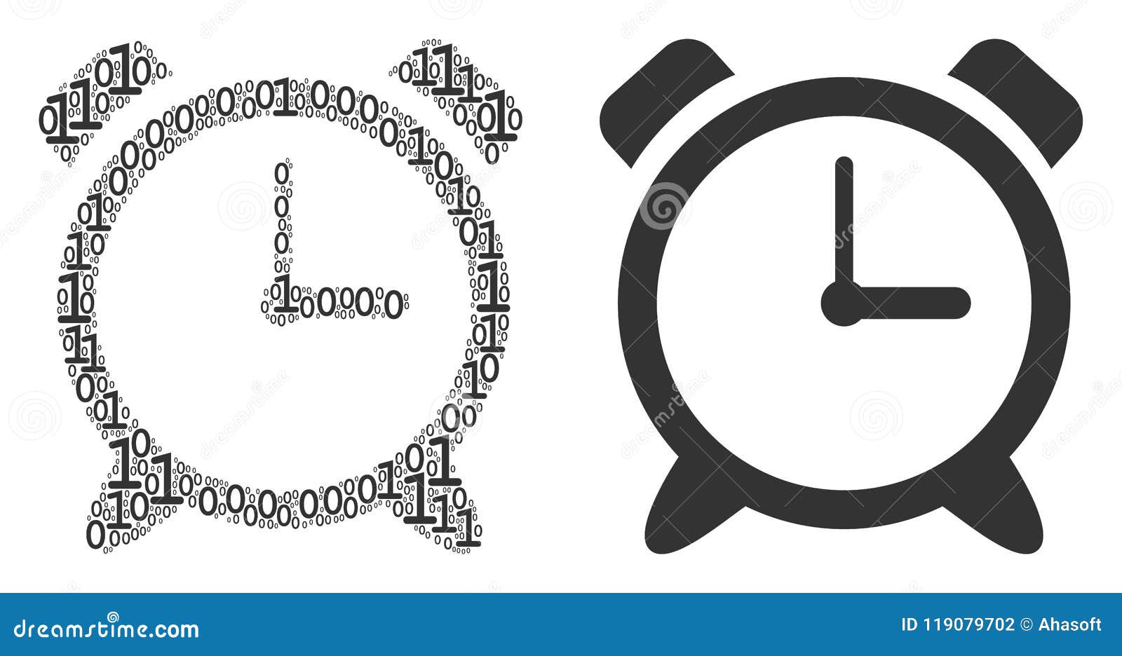 Alarm Clock Mosaic of Binary Digits Stock Vector - Illustration of ...