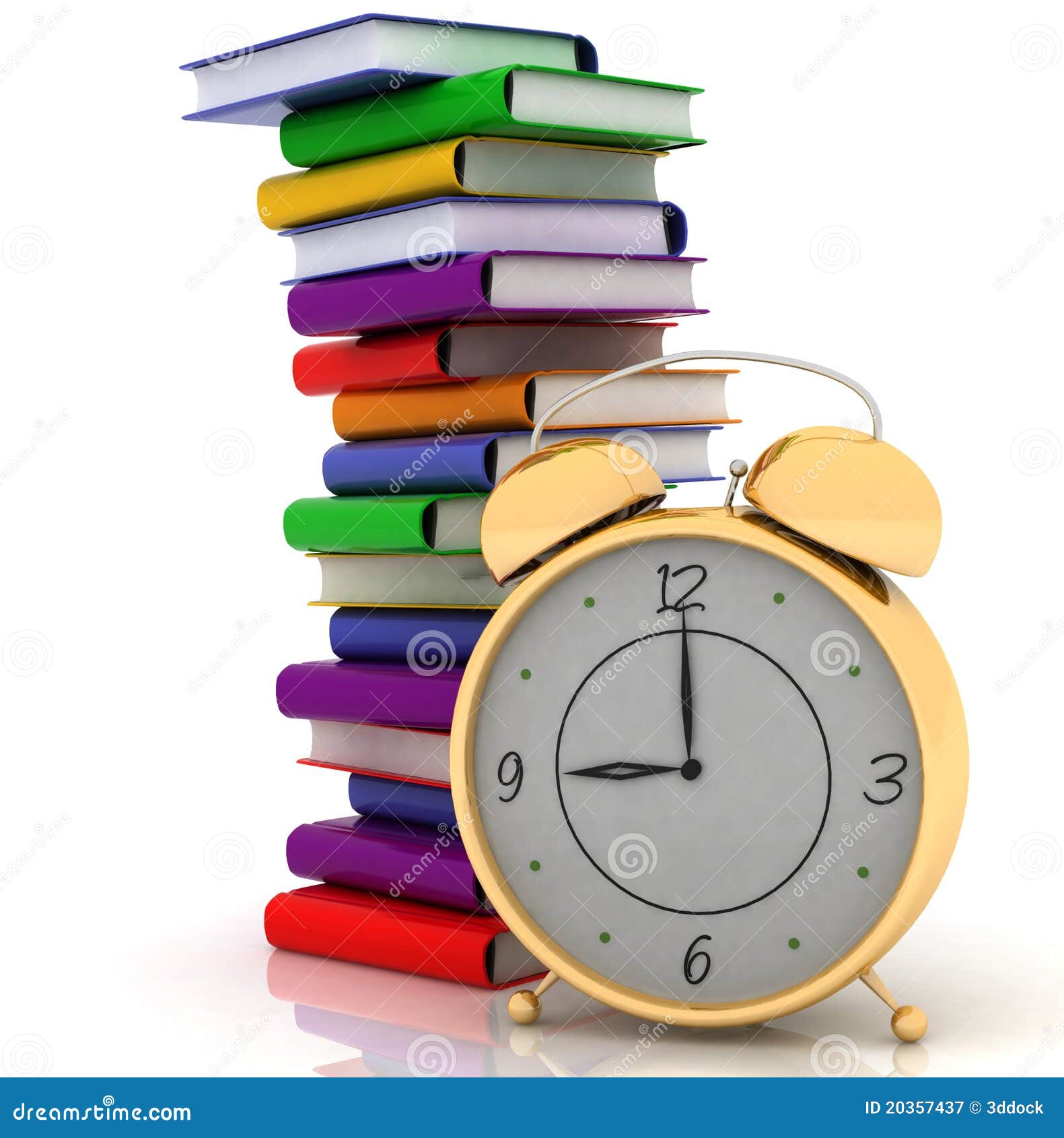 Alarm Clock Near Stack of Books Stock Illustration - Illustration of ...