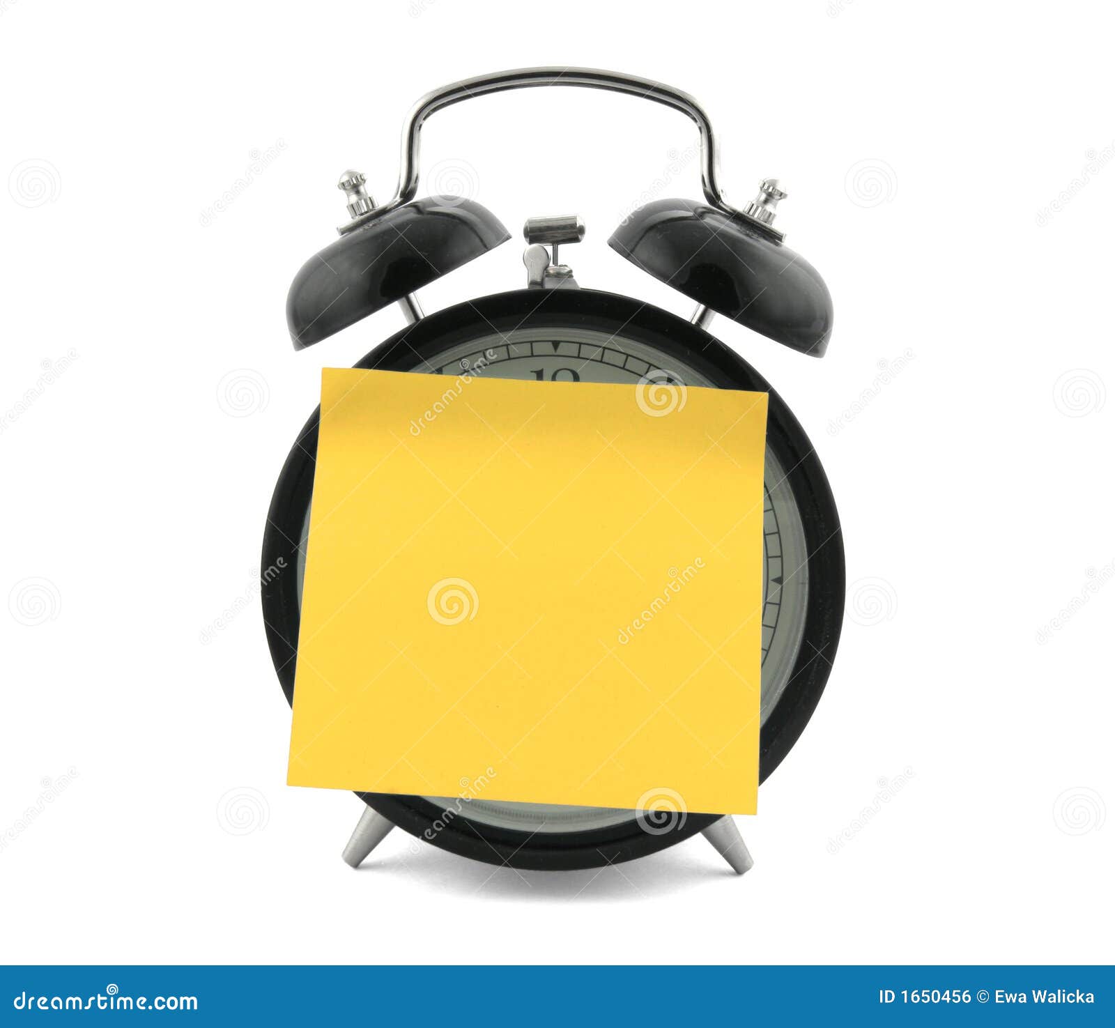 Alarm clock with a note stock photo. Image of minute, news - 1650456