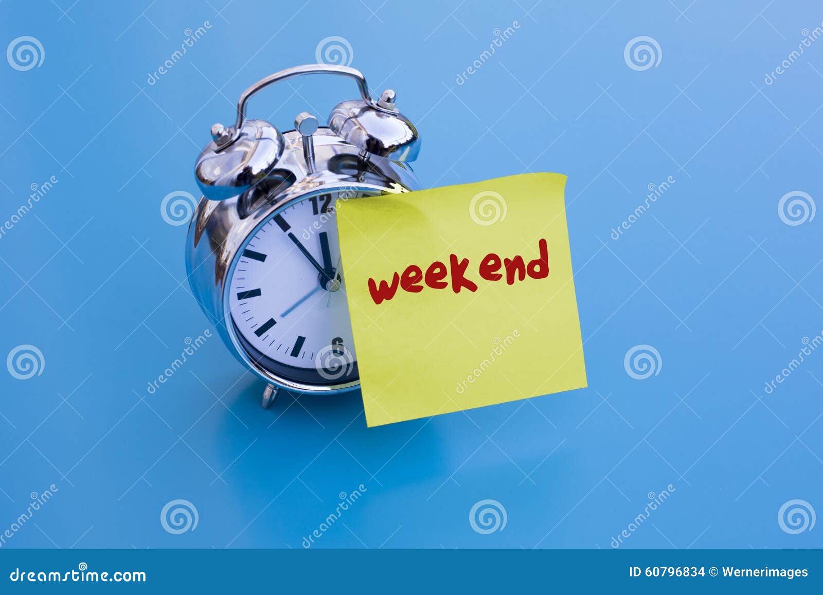 Alarm Clock with Note Weekend Stock Photo - Image of note, precise ...
