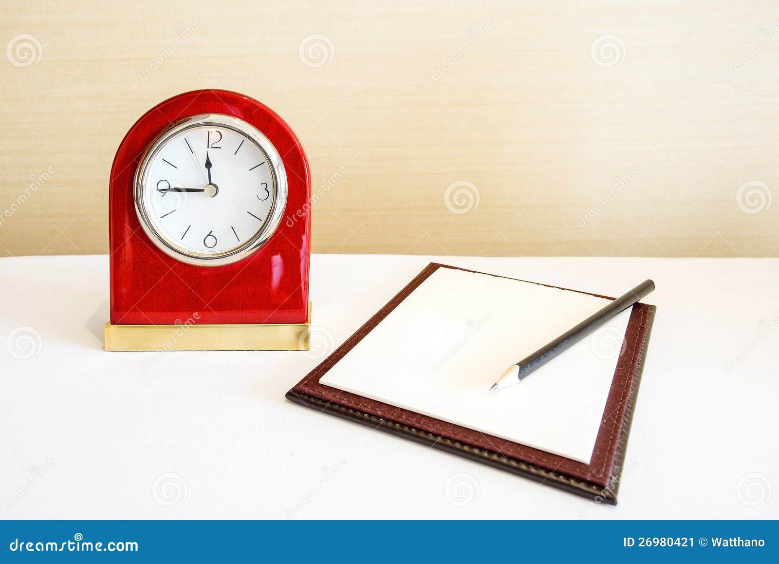 Alarm Clock and Notebook with Pencil Concept Stock Image - Image of ...