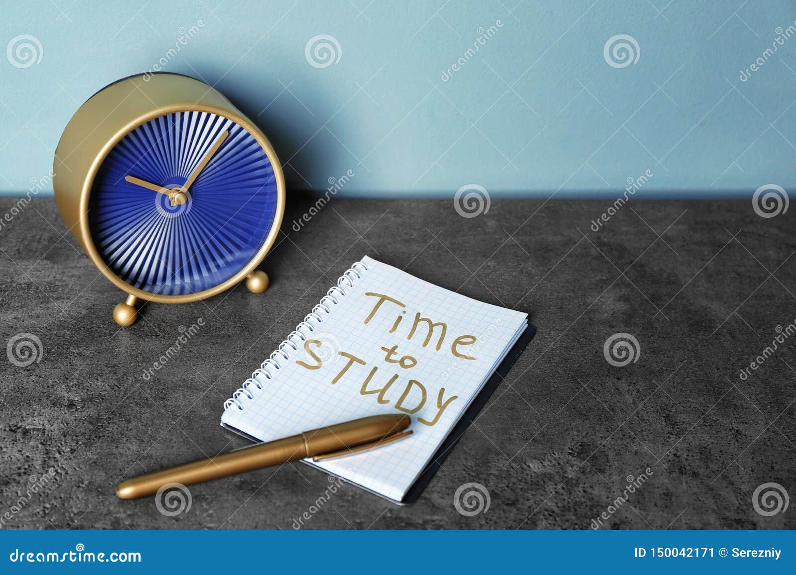 Alarm Clock and Notebook with Written Text TIME TO STUDY on Table. Time ...