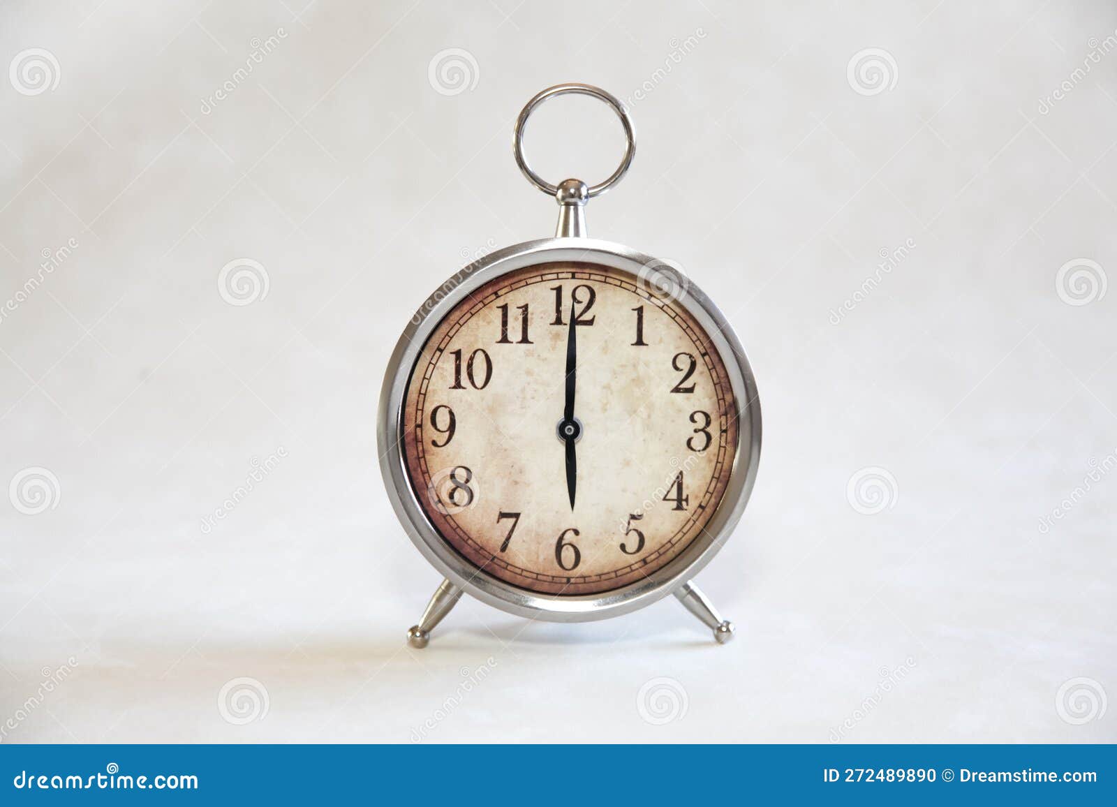 Alarm Clock at 6 o clock. stock photo. Image of fashioned - 272489890