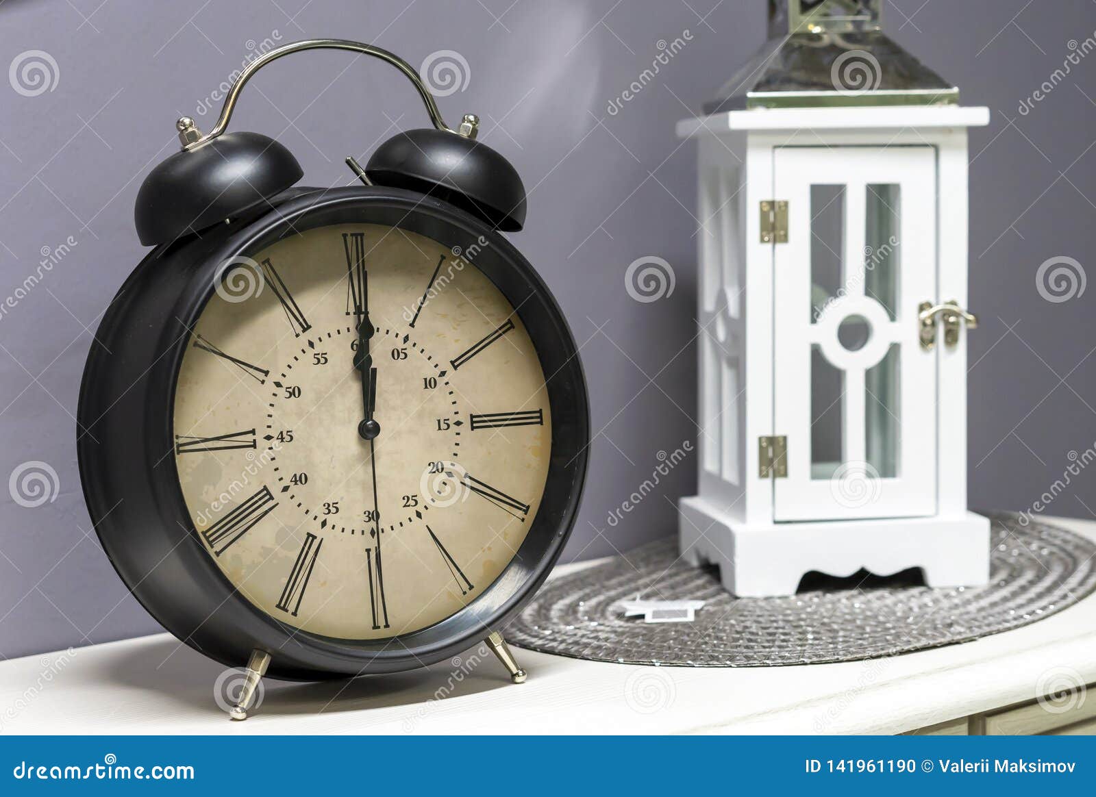 Alarm Clock in the Old Style in a Modern Interior Stock Photo - Image ...