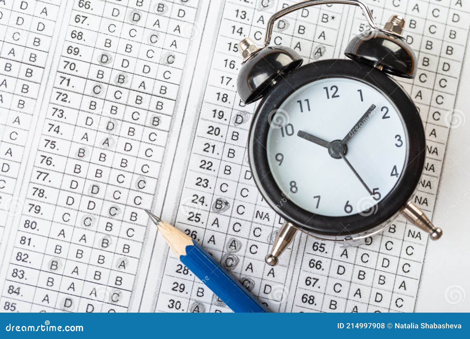 Alarm Clock, Optical Form of Standardized School Test with Bubble and ...