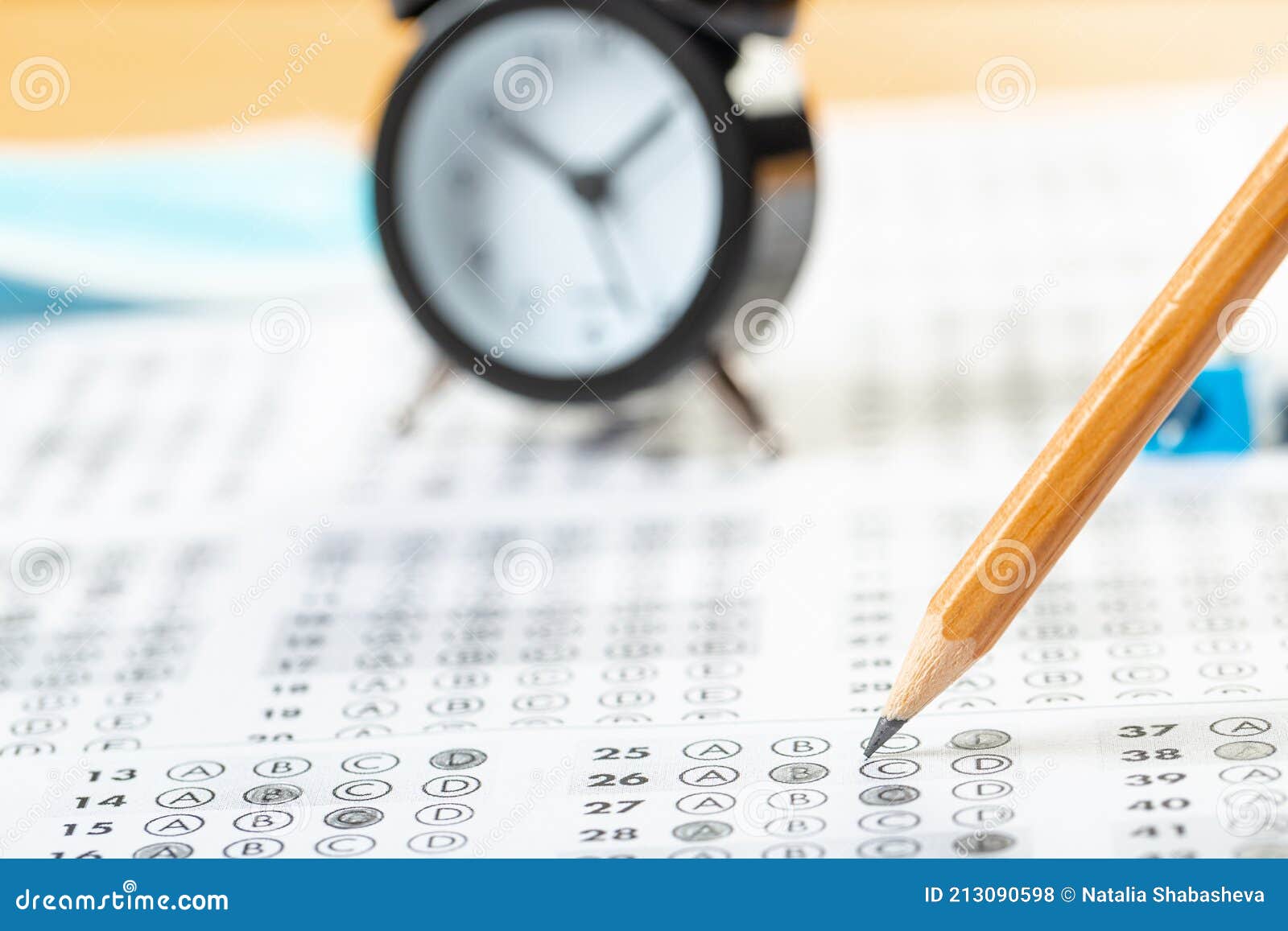 Alarm Clock, Optical Form of Standardized School Test with Bubble and ...