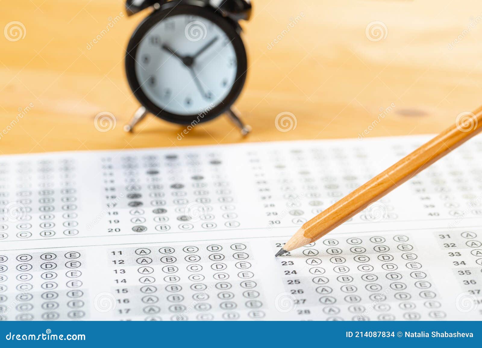Alarm Clock, Optical Form of Standardized School Test with Bubble and ...