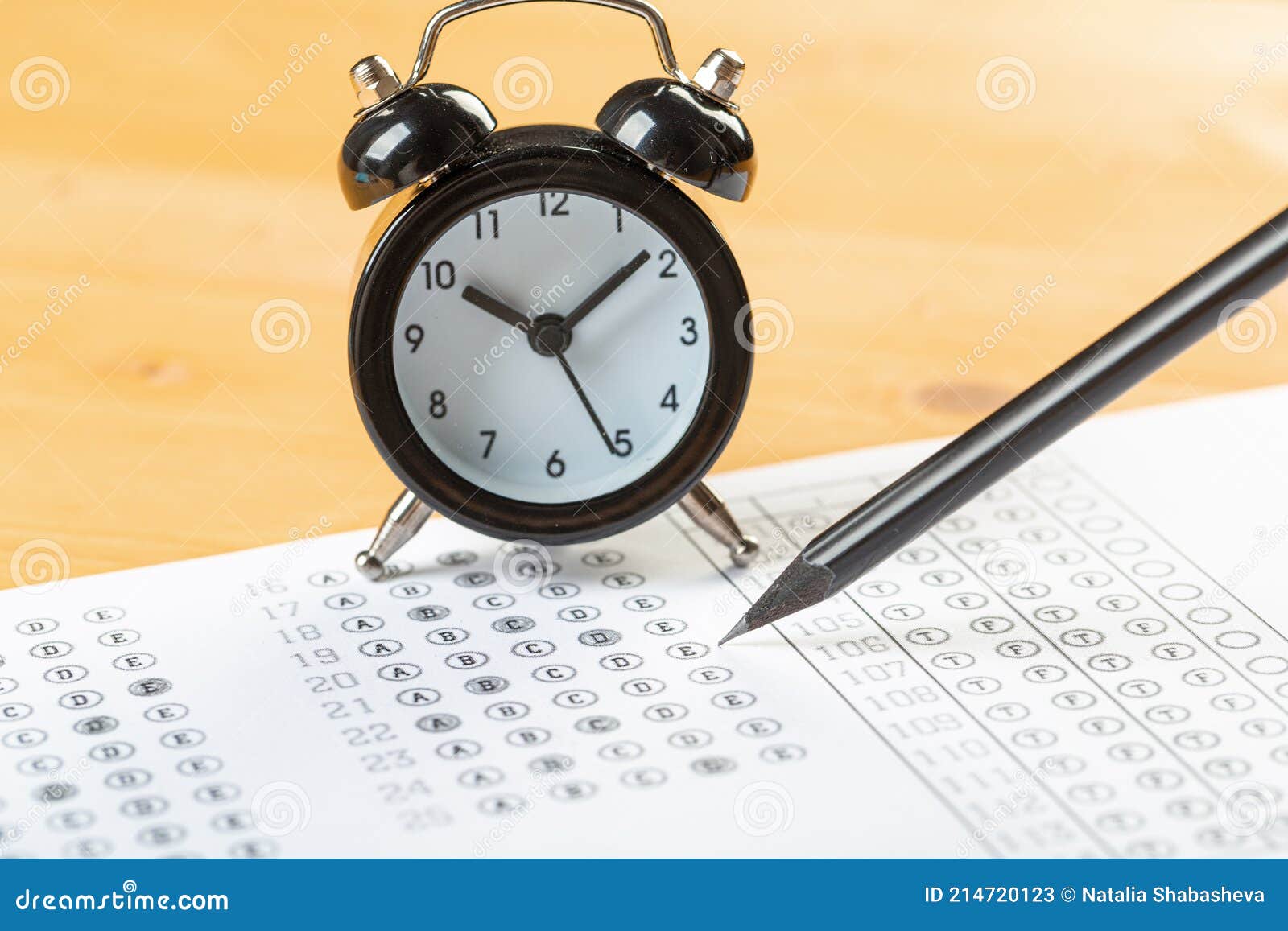 Pencil On Answer Sheets Or Standardized Test Form With Answers Bubbled ...