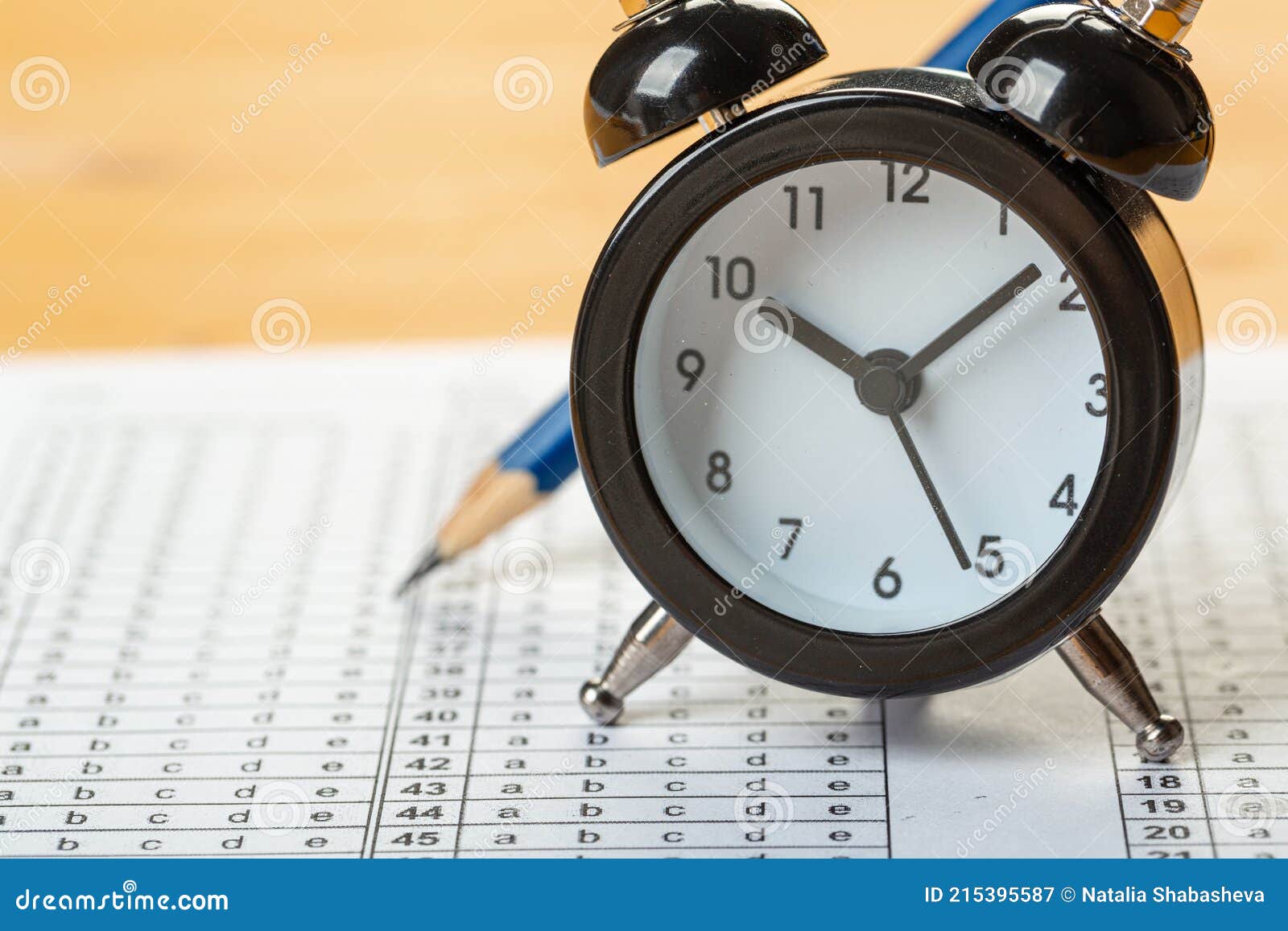 Alarm Clock, Optical Form of Standardized School Test with Bubble and ...