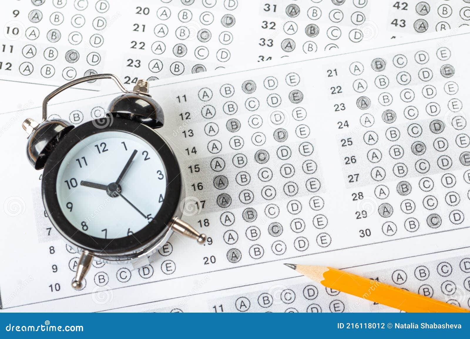 Alarm Clock, Optical Form of Standardized School Test with Bubble and ...