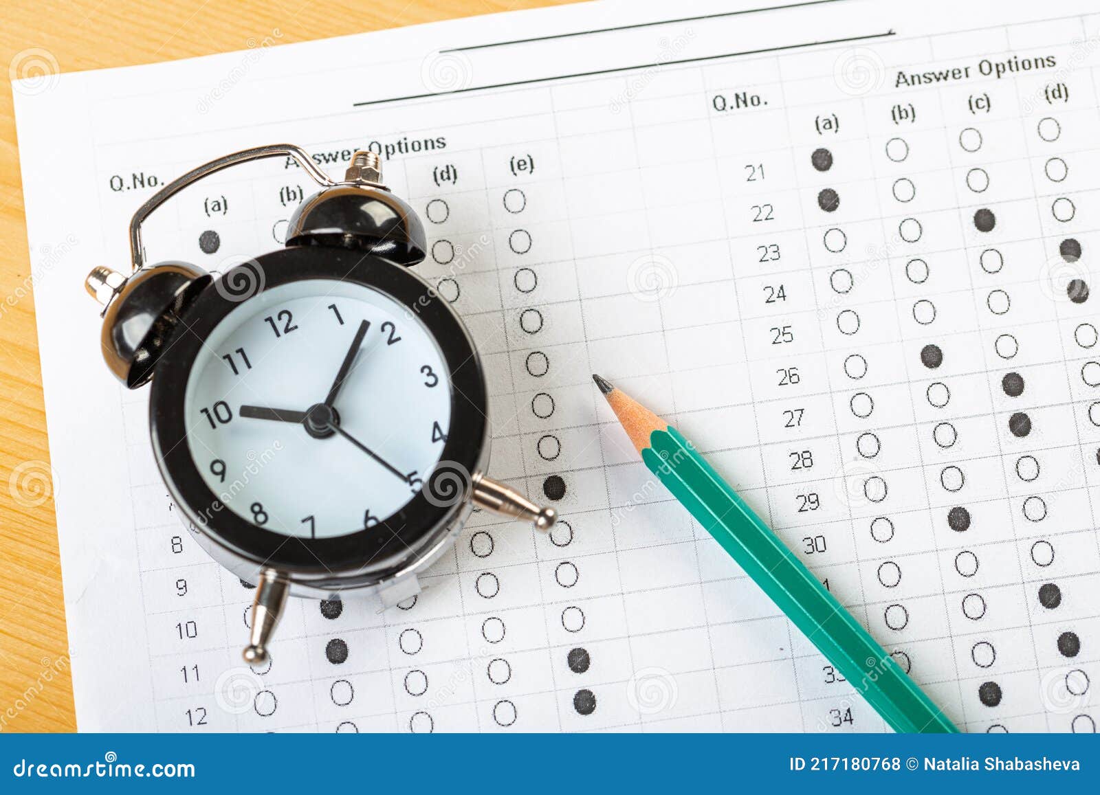 Alarm Clock, Optical Form of Standardized School Test with Bubble and ...