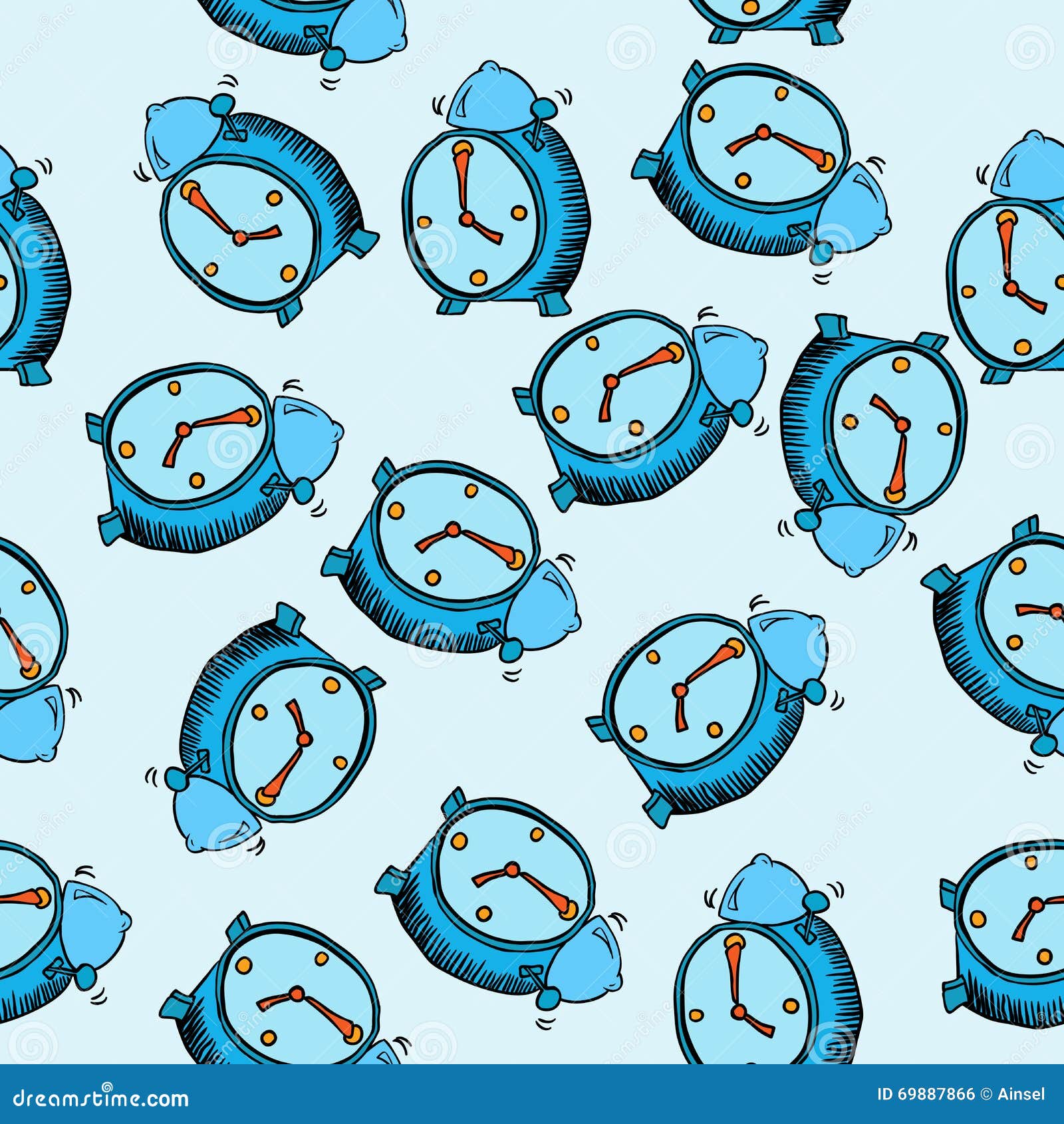 Alarm clock pattern stock vector. Illustration of pointer - 69887866