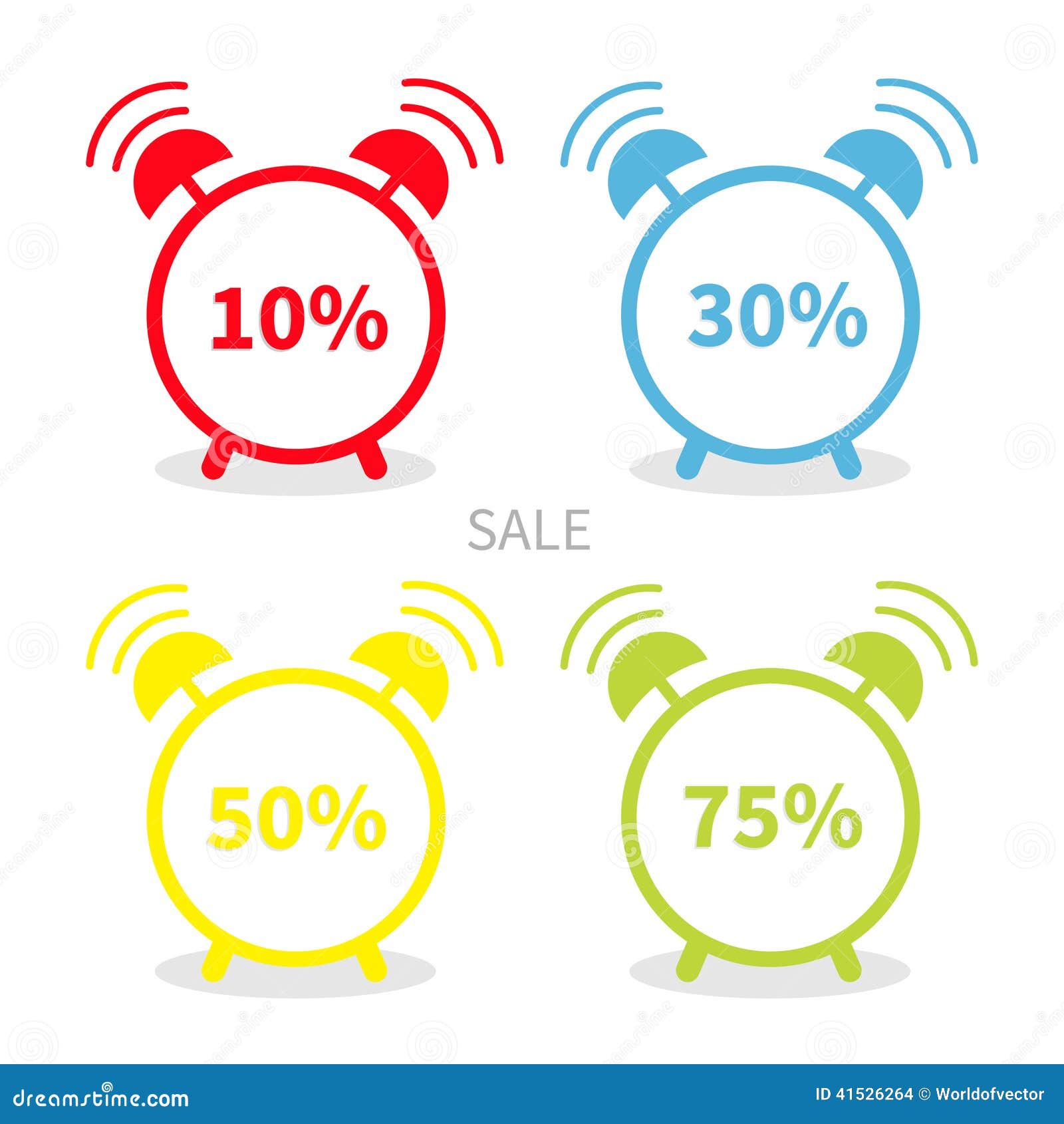 Alarm Clock with Percent Sign. Icon Set Stock Vector - Illustration of ...