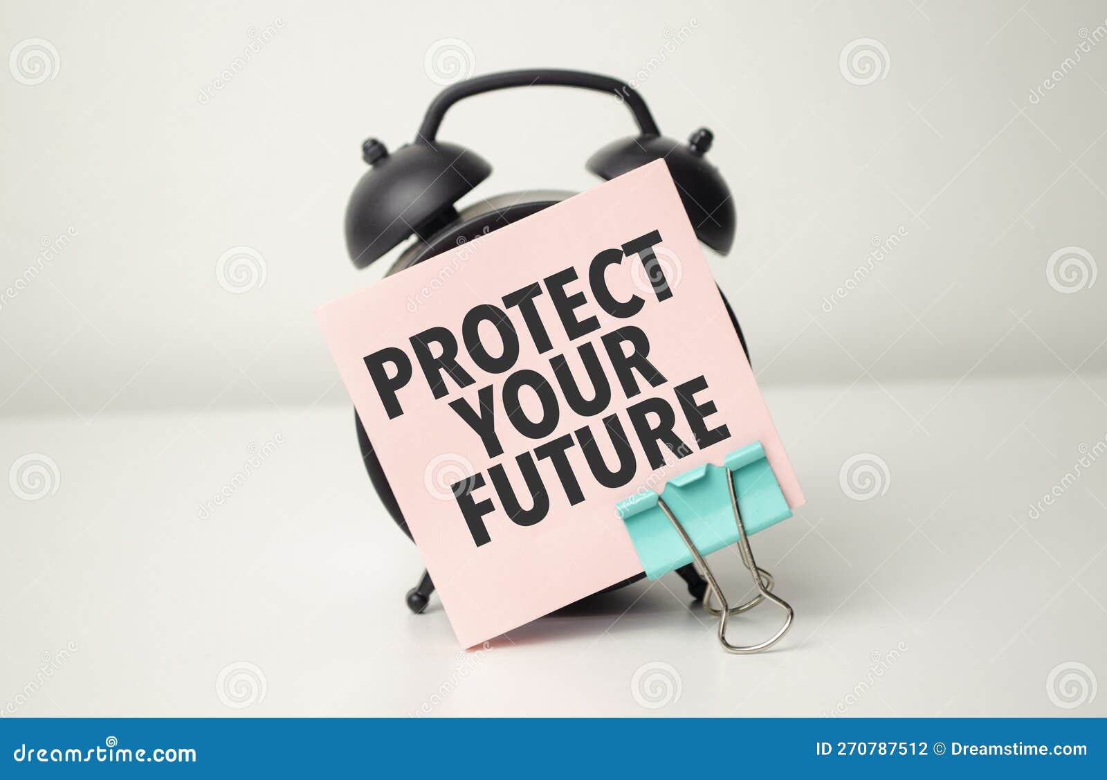 Alarm Clock with Pink Sticker with the Text Protect Your Future Stock Photo - Image of ...