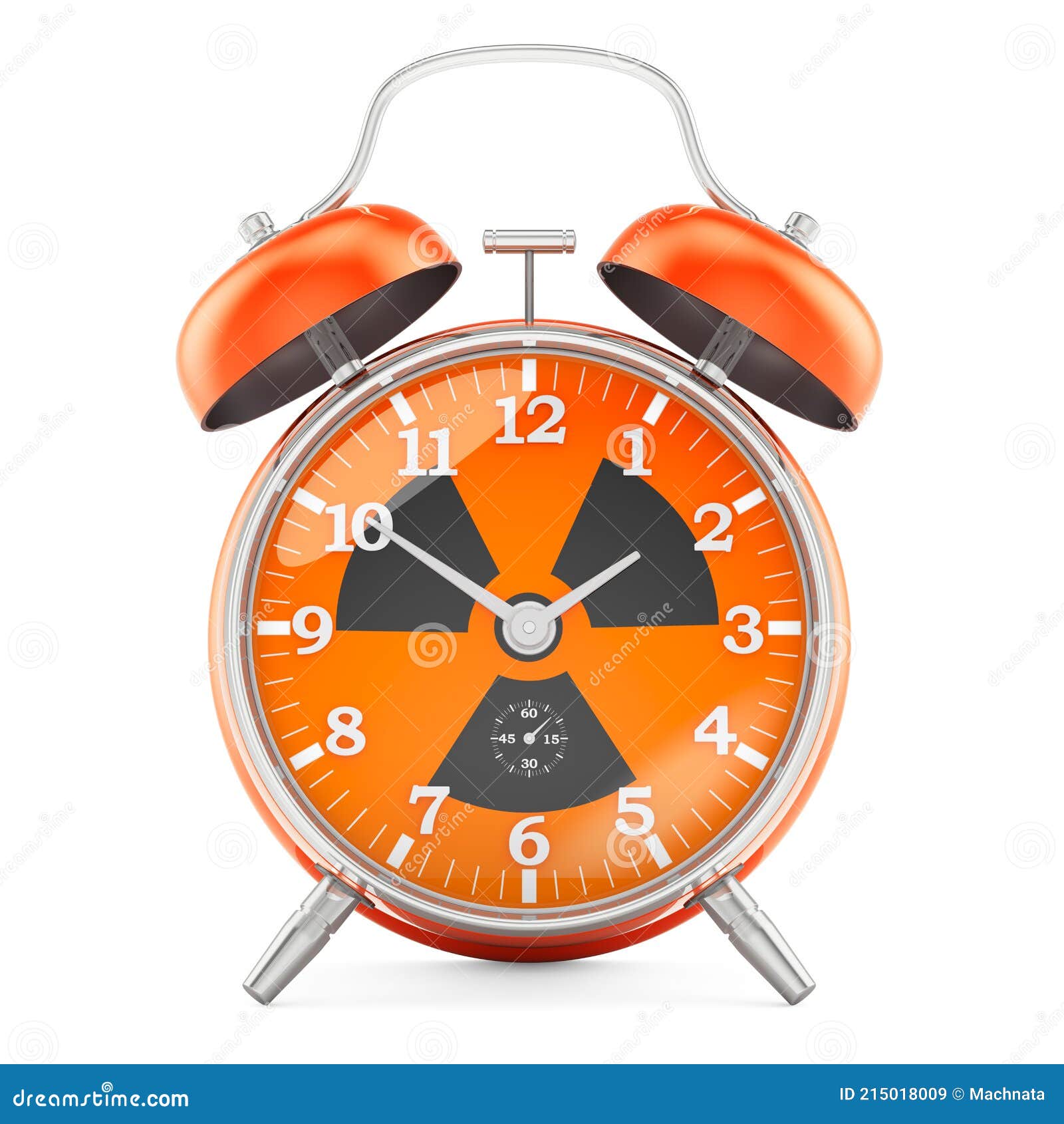 Alarm Clock with Radiation Symbol, 3D Rendering Stock Illustration ...