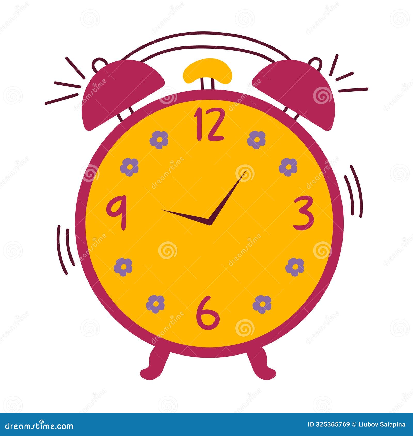Alarm Clock Ringing Isolated on Background. Wake Up Time. Vector ...