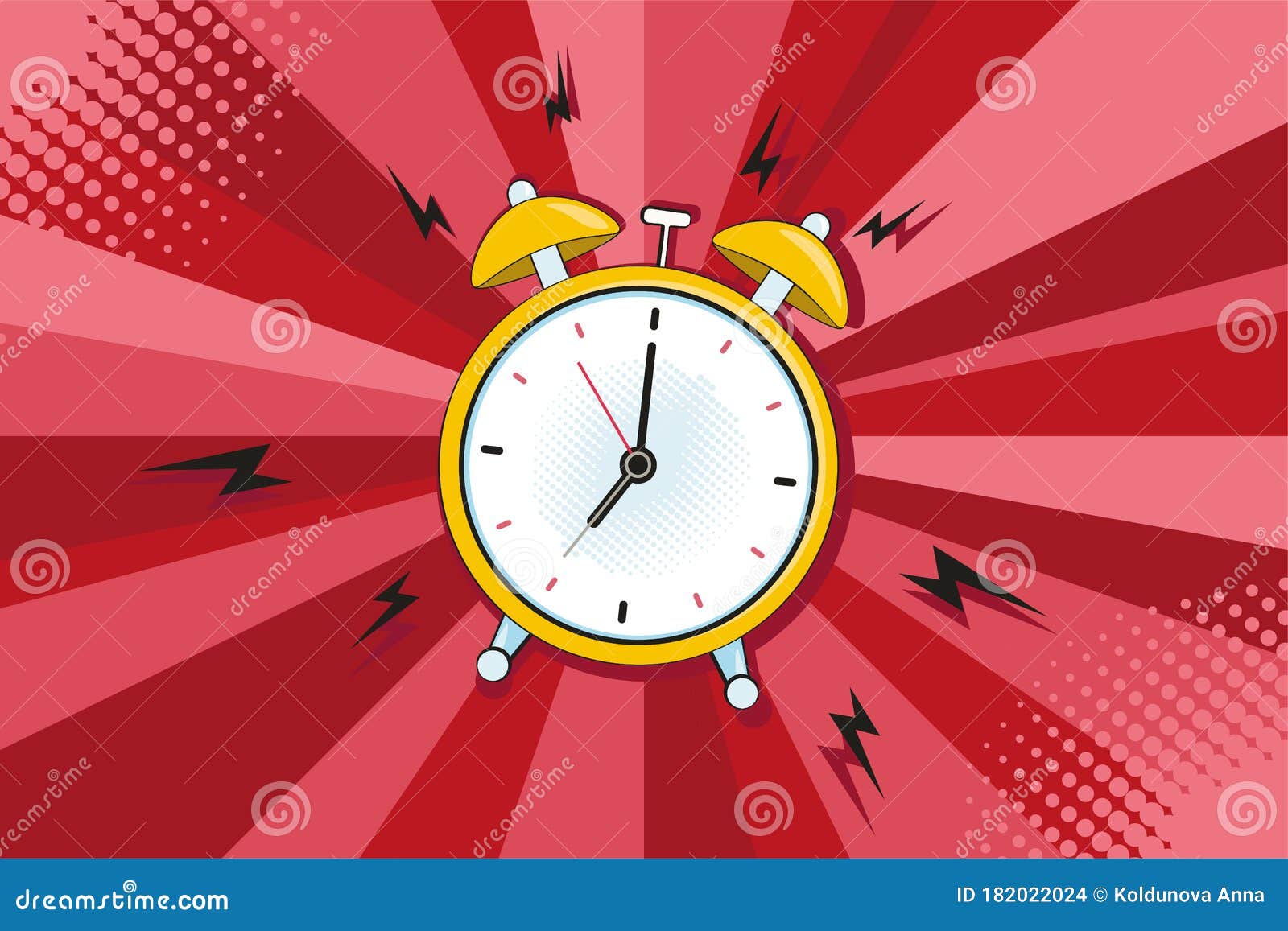 Alarm Clock Ringing at the Morning. Comic Pop Art Retro Style Stock ...