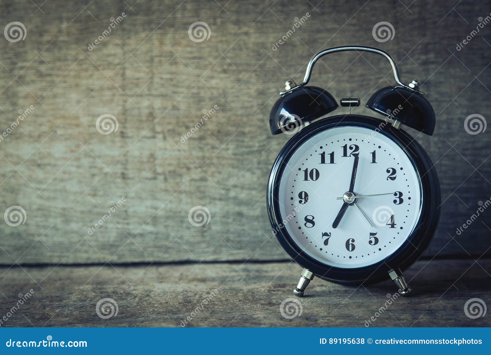 Alarm Clock On Rustic Wood Picture. Image: 89195638